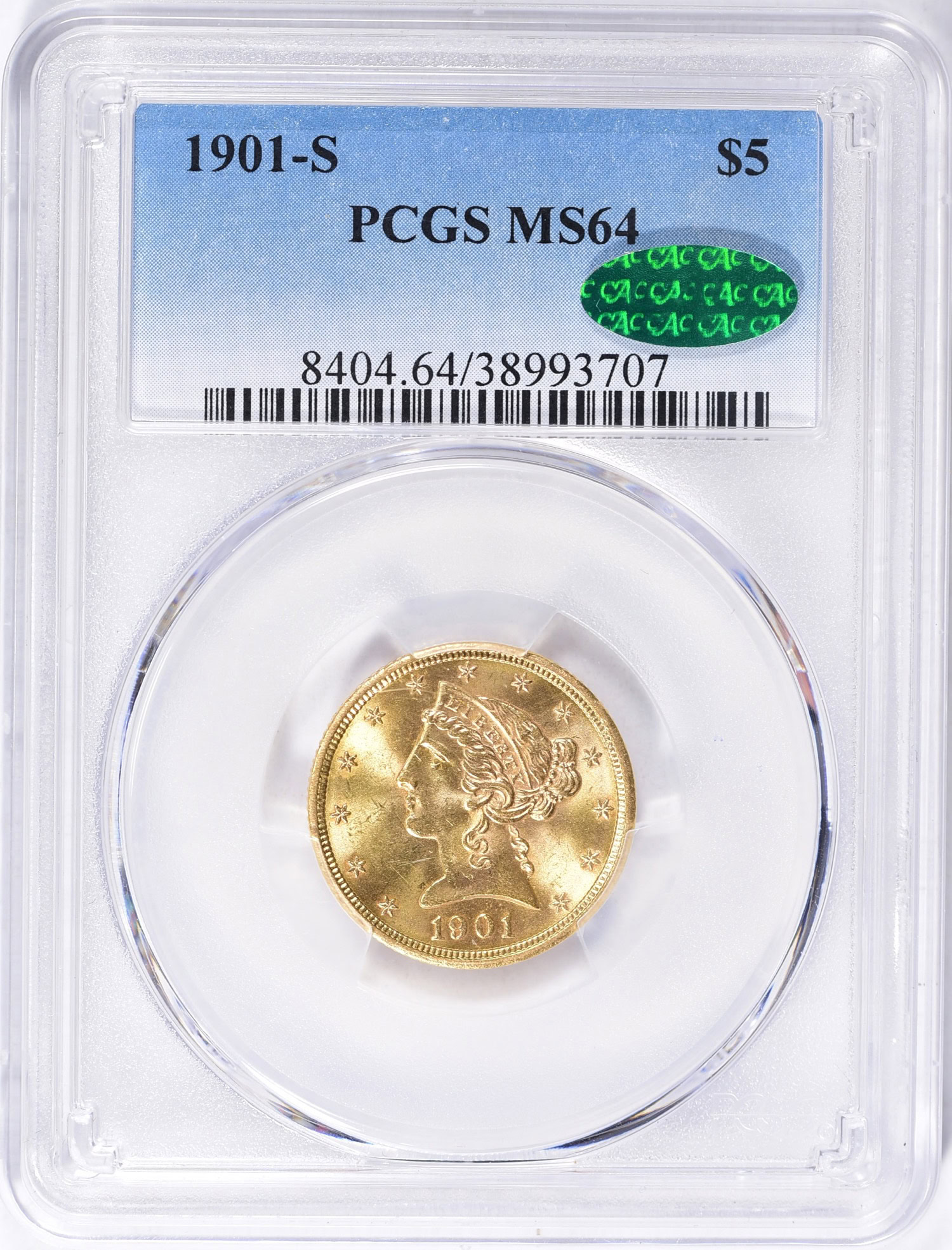 1901-S Liberty Gold Half Eagle PCGS MS-64 (CAC Green) (Item 1821281) | GreatCollections Coin ...