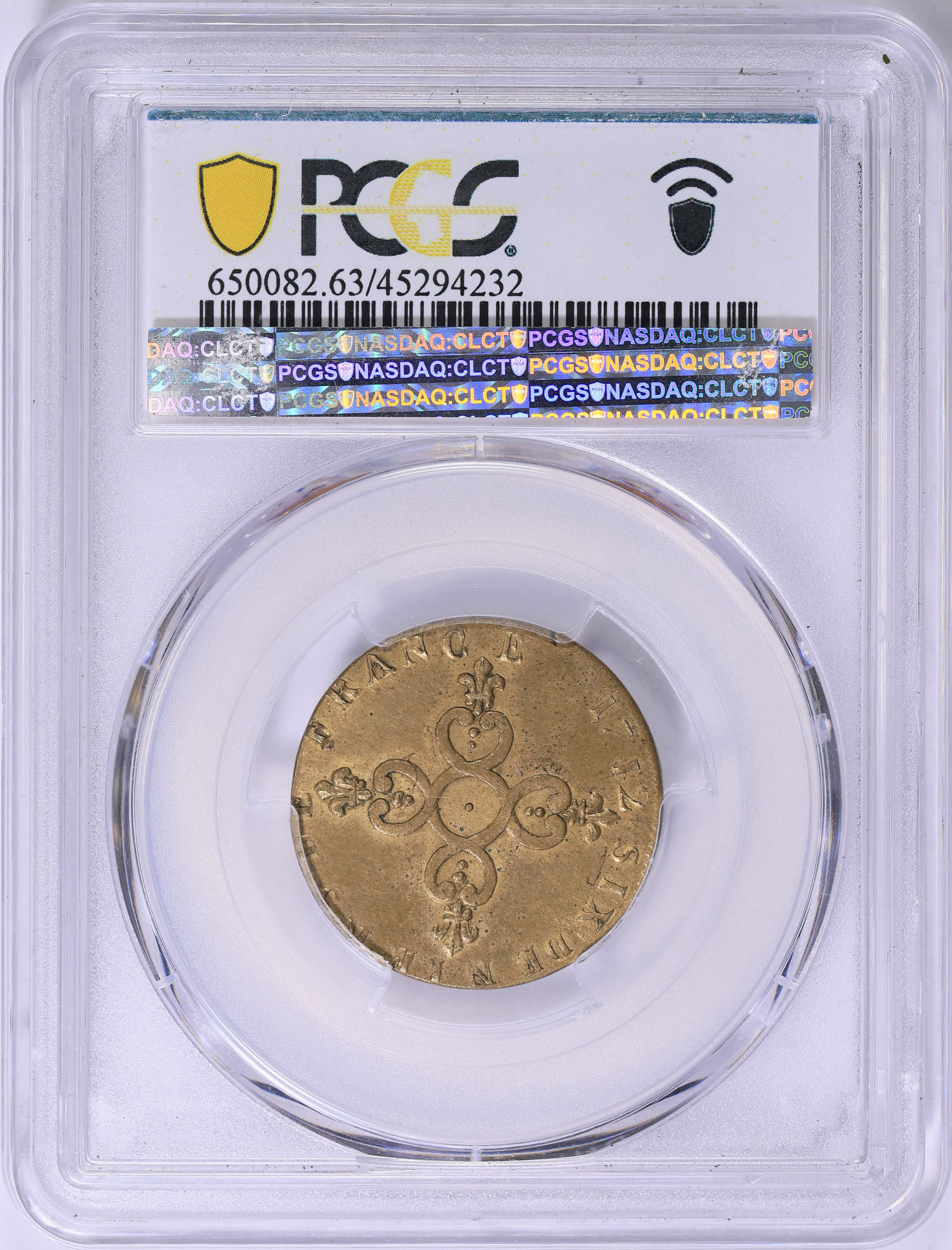 France 1712-N 6 Deniers Refrappe KM-400.2 PCGS MS-63 (Ex: Sydney F ...