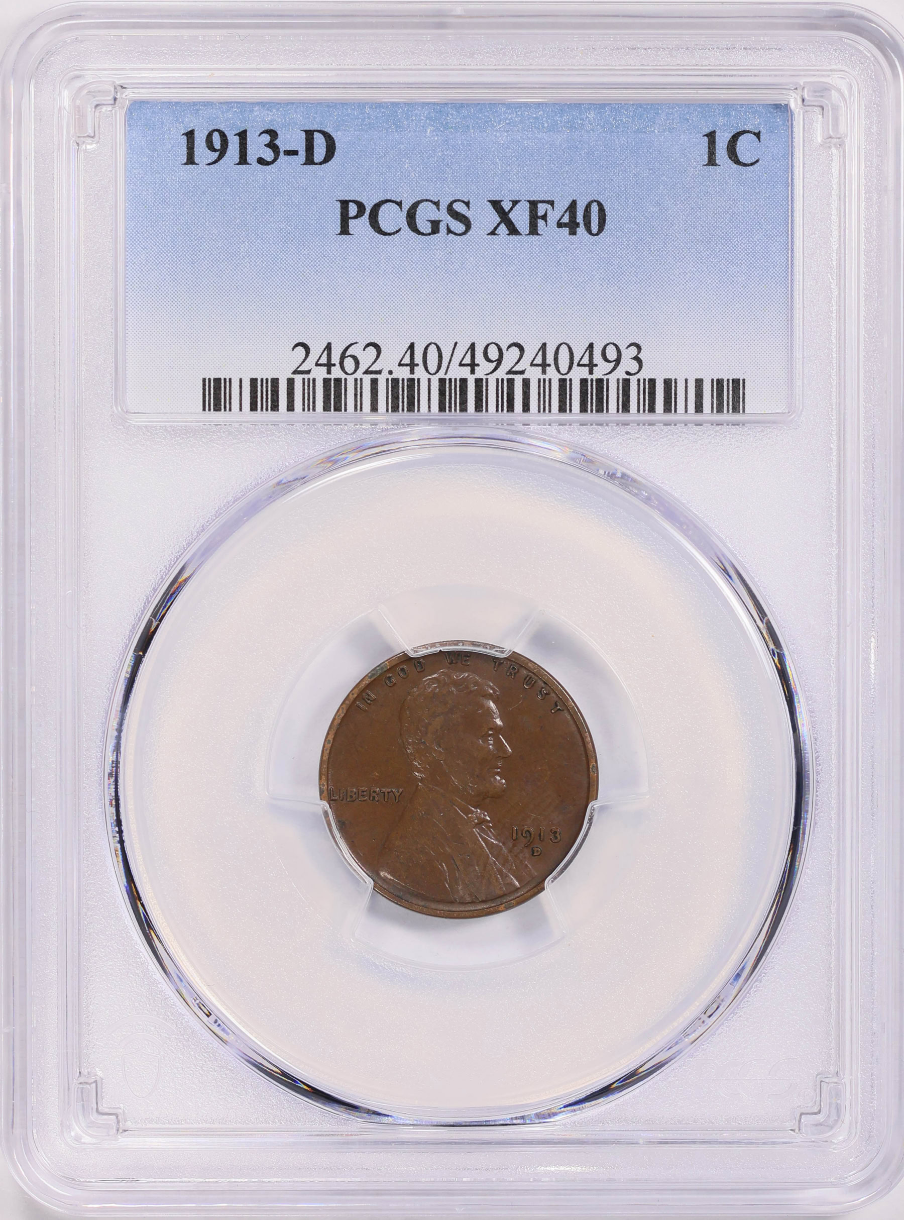 1913-D Lincoln Cent PCGS XF-40 BN (Item 1821305) | GreatCollections Coin Auctions