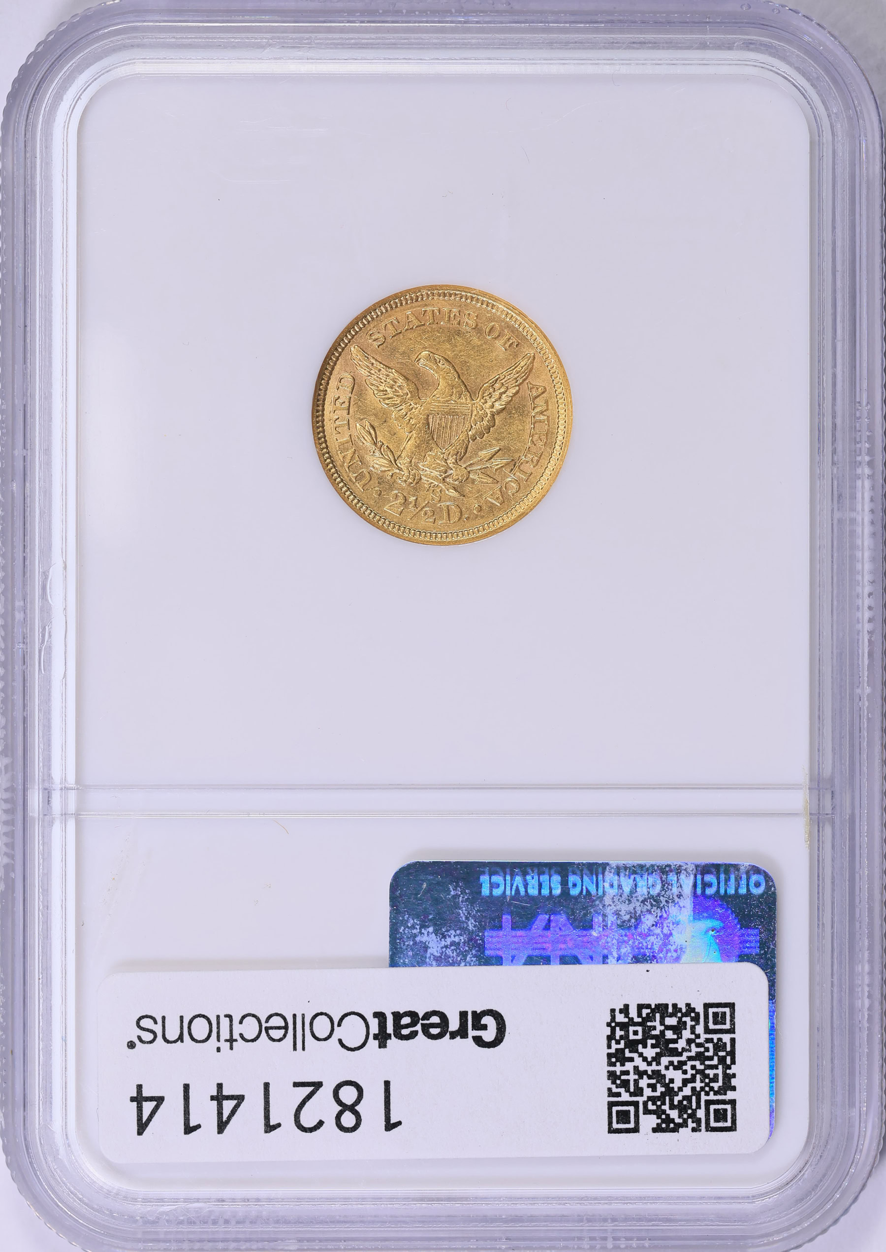 1869-S Liberty Gold Quarter Eagle NGC AU-58 (CAC Green) (Item 1821414 ...