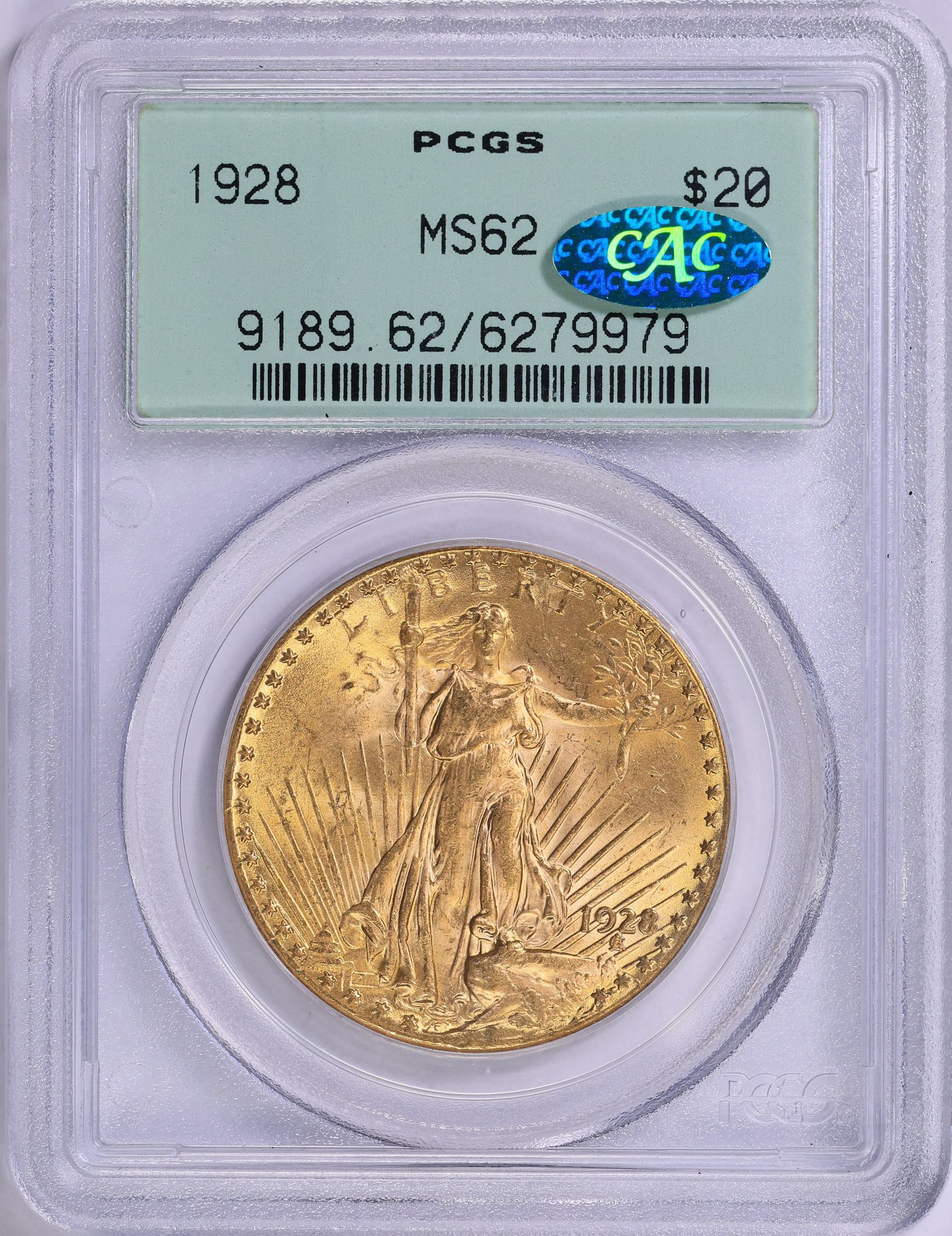 1928 Saint-Gaudens Gold Double Eagle PCGS MS-62 (CAC Green) OGH (Item 1821420 ...