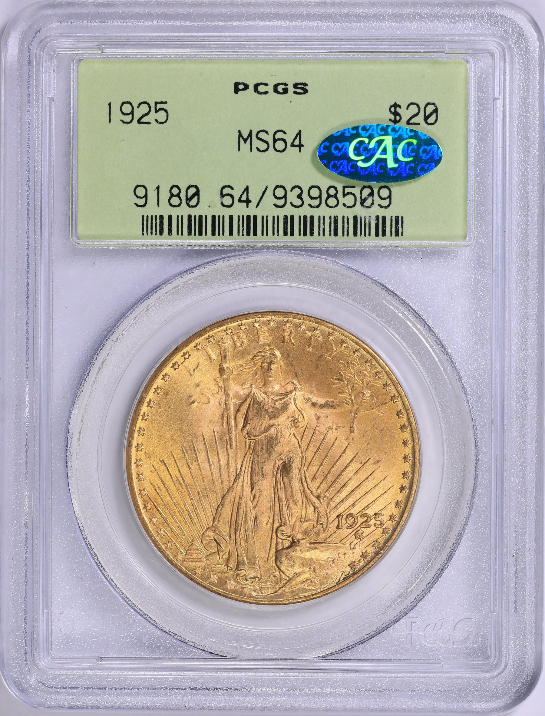 1925 Saint-Gaudens Gold Double Eagle PCGS MS-64 (CAC Green) OGH (Item 1821422 ...