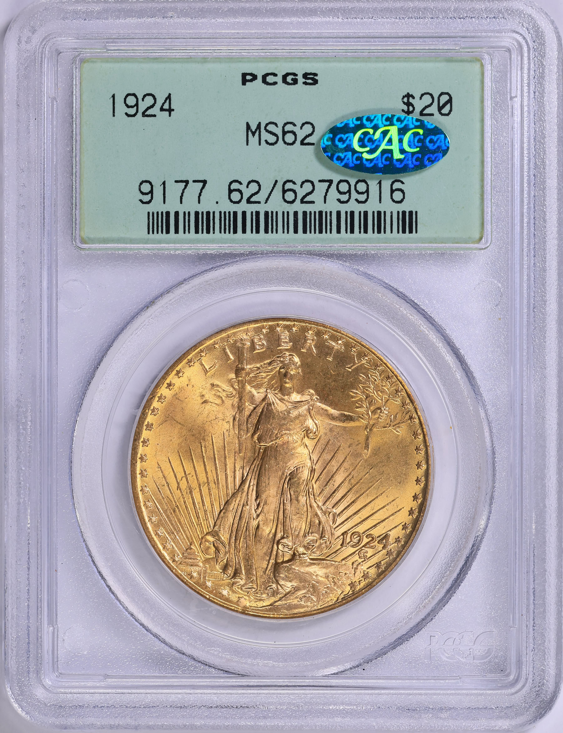 1924 Saint-Gaudens Gold Double Eagle PCGS MS-62 (CAC Green) OGH (Item 1821423 ...