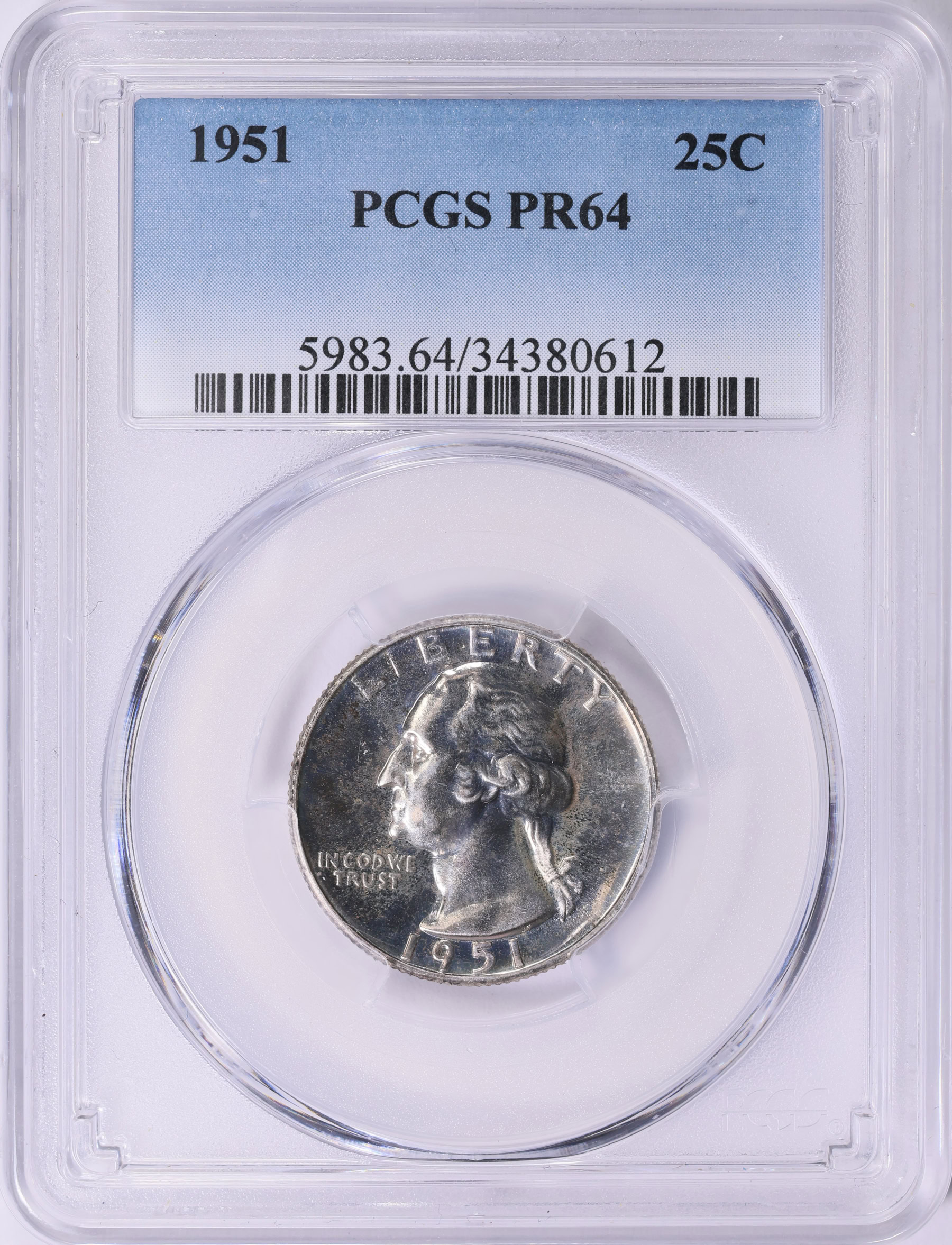 1951 Washington Quarter PCGS Proof-64 (Item 1821578) | GreatCollections ...