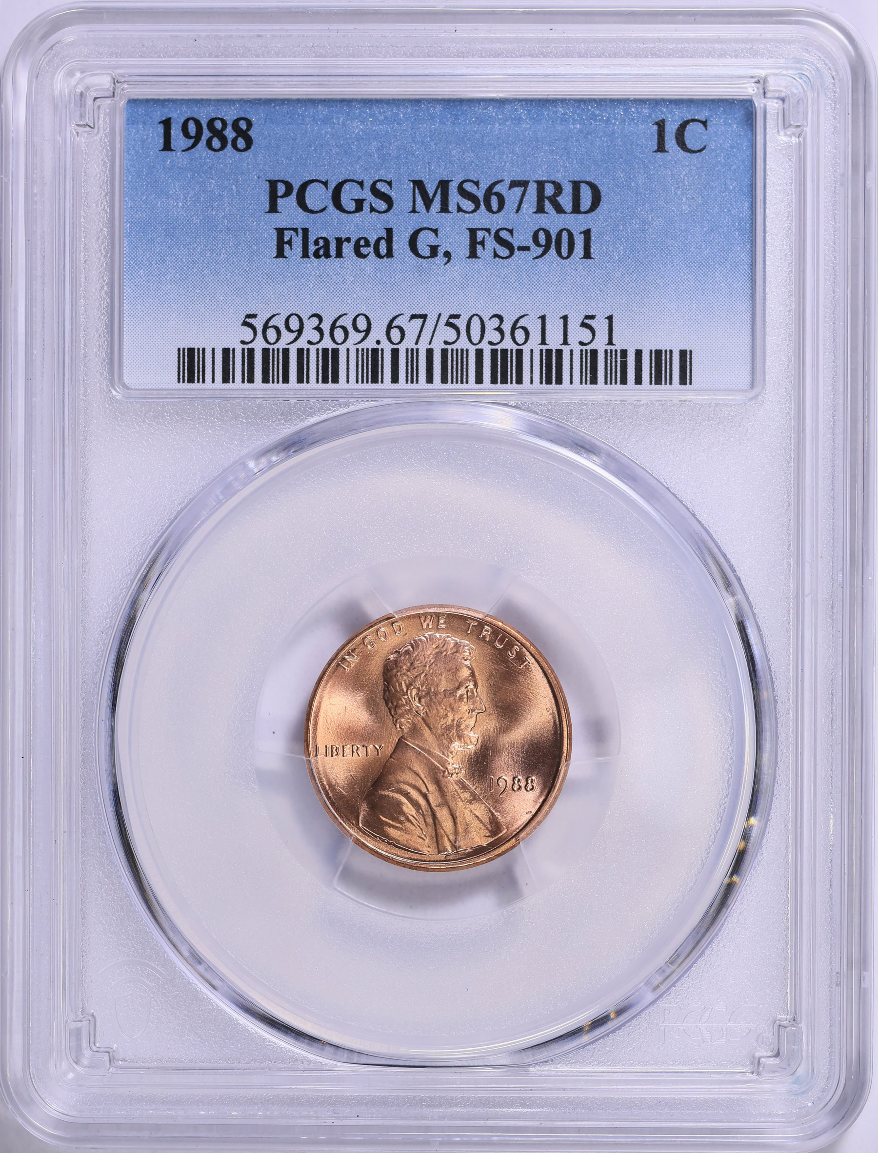 1988 Lincoln Cent Flared G FS-901 PCGS MS-67 RD (Item 1821771 ...