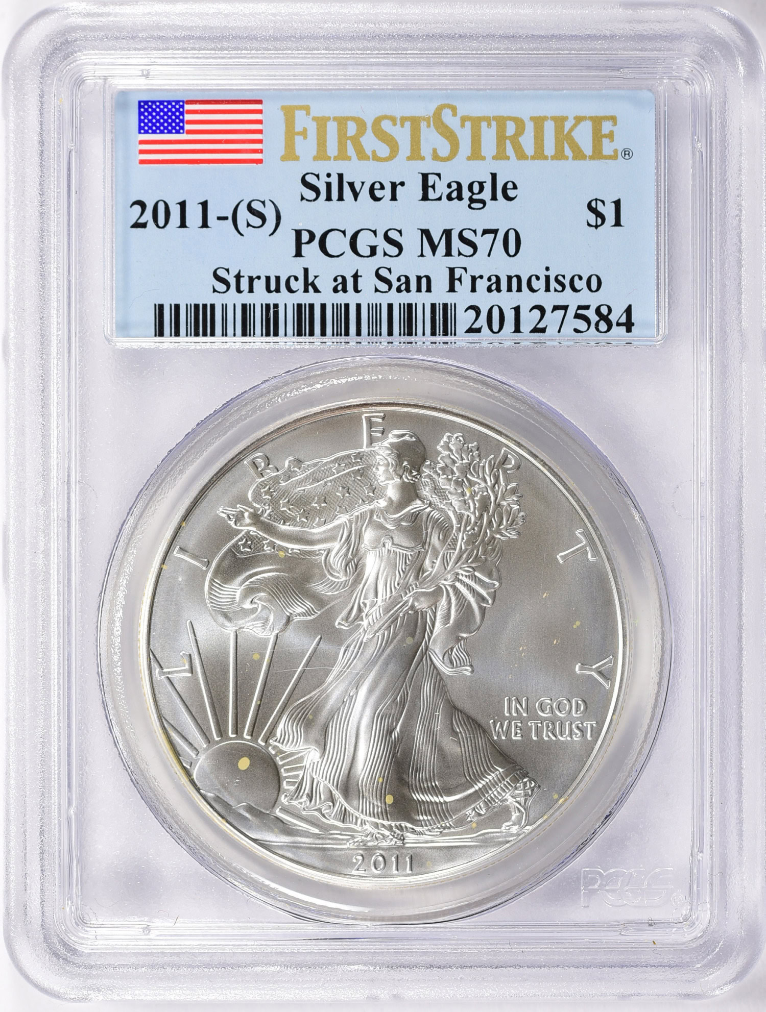 2011-(S) $1 Silver Eagle Struck at San Francisco First Strike PCGS MS-70 (Item 1821865 ...