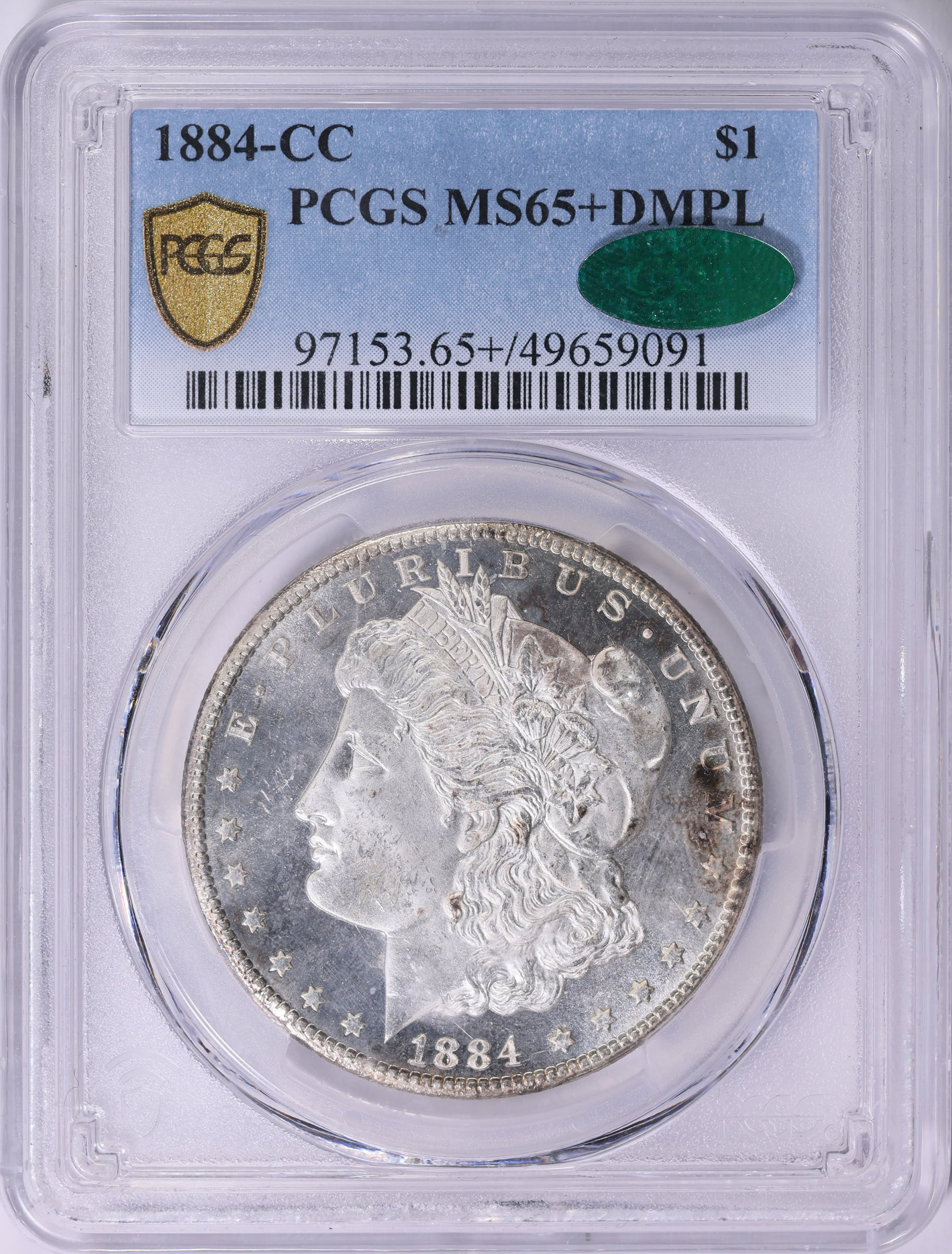 1884-CC Morgan Silver Dollar PCGS MS-65+ DMPL (CAC Green) (Item 1821896) | GreatCollections Coin ...