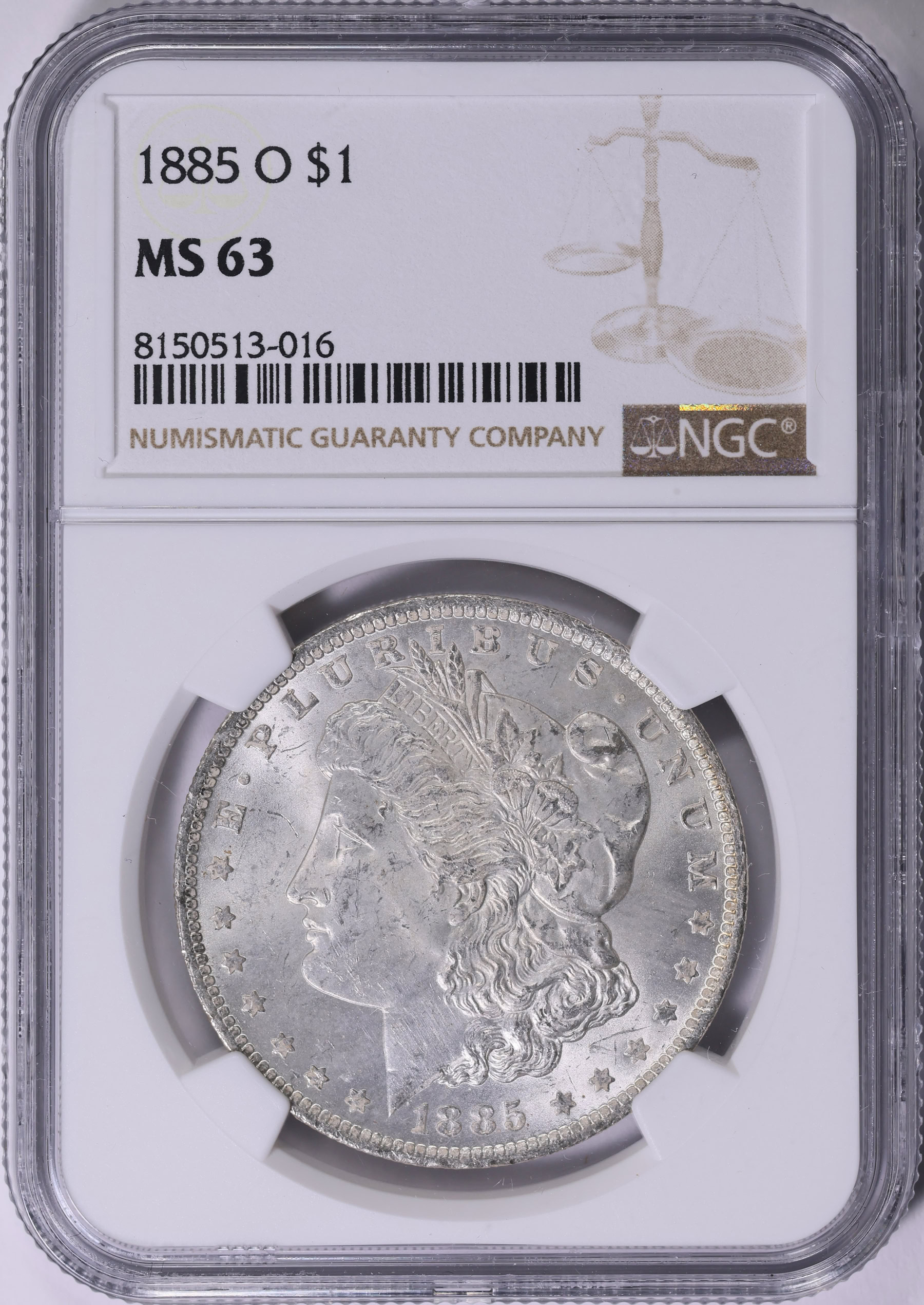 1885-O Morgan Silver Dollar NGC MS-63 (Item 1822036) | GreatCollections Coin Auctions