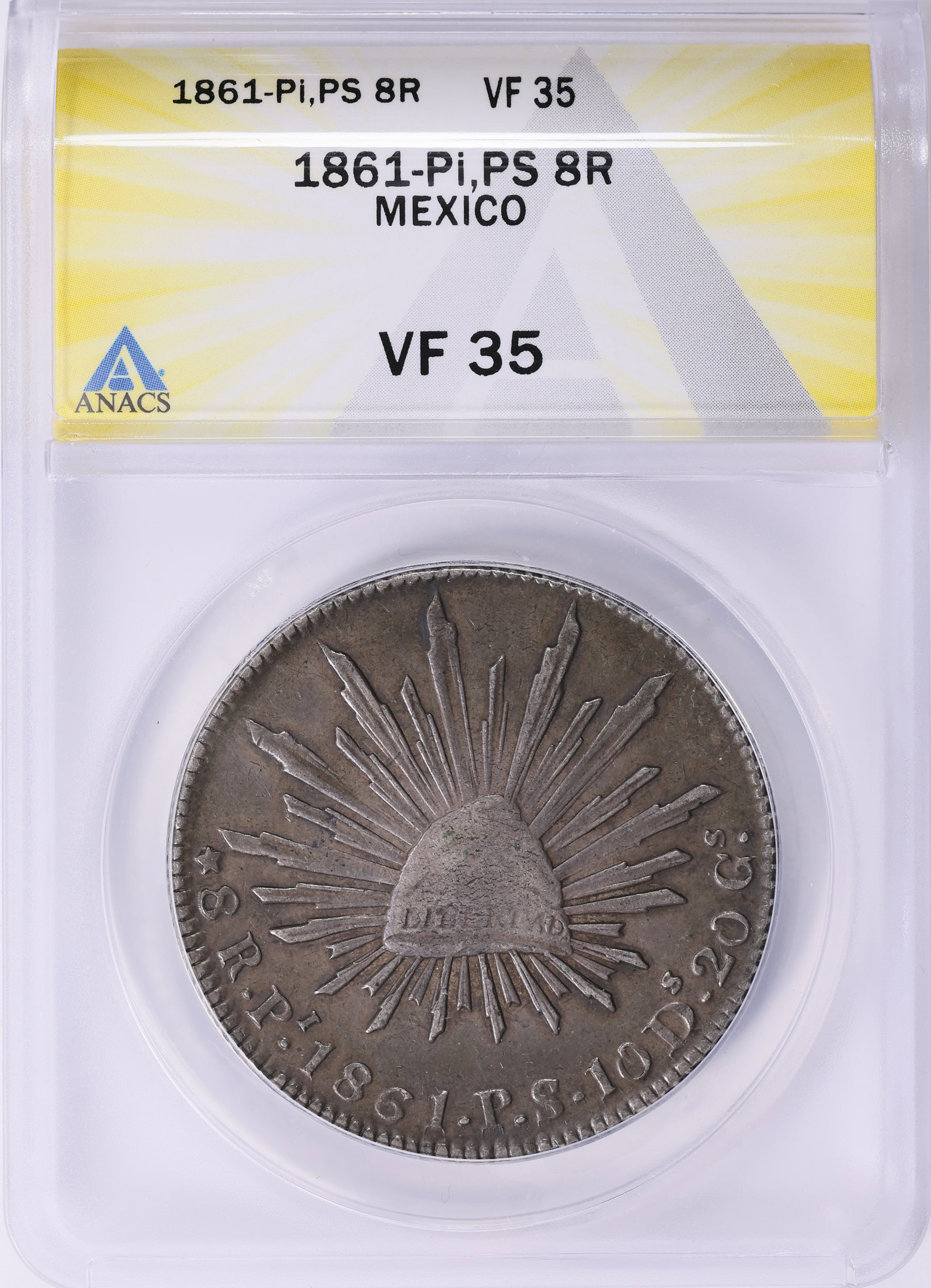 Mexico 1861-Pi PS Silver 8 Reales KM-377.12 ANACS VF-35 (Item 1822051 ...