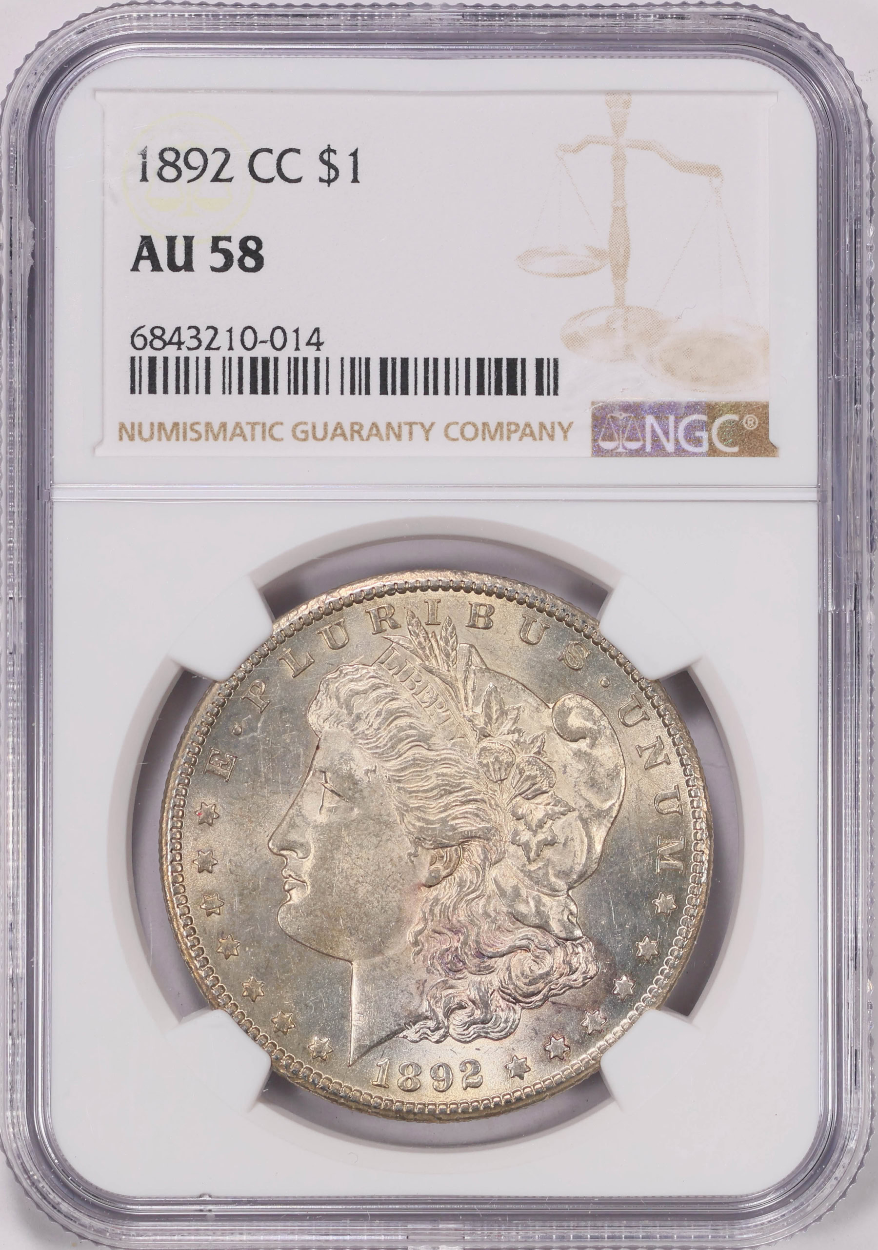 1892-CC Morgan Silver Dollar NGC AU-58 (Item 1822076) | GreatCollections Coin Auctions