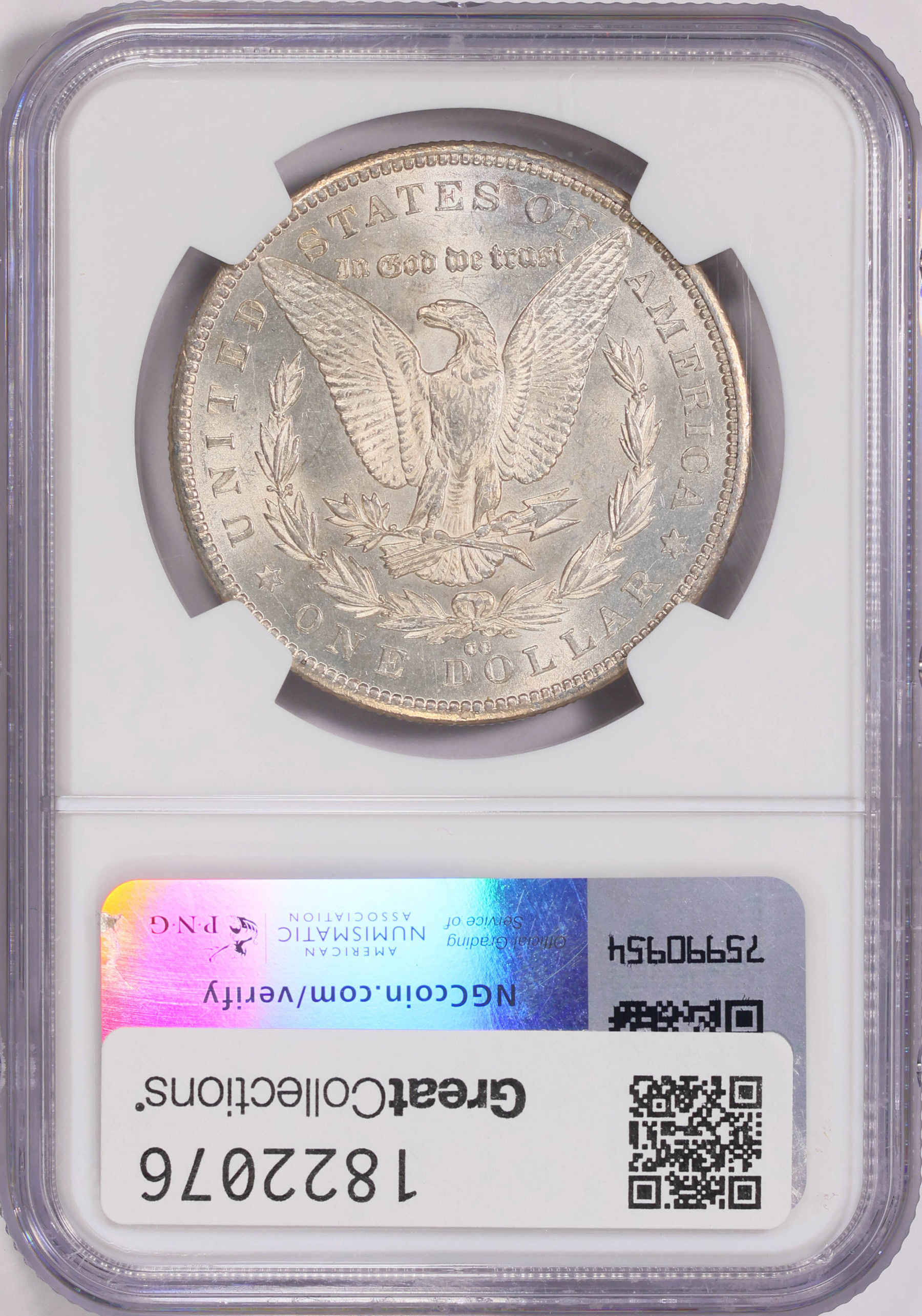 1892-CC Morgan Silver Dollar NGC AU-58 (Item 1822076) | GreatCollections Coin Auctions