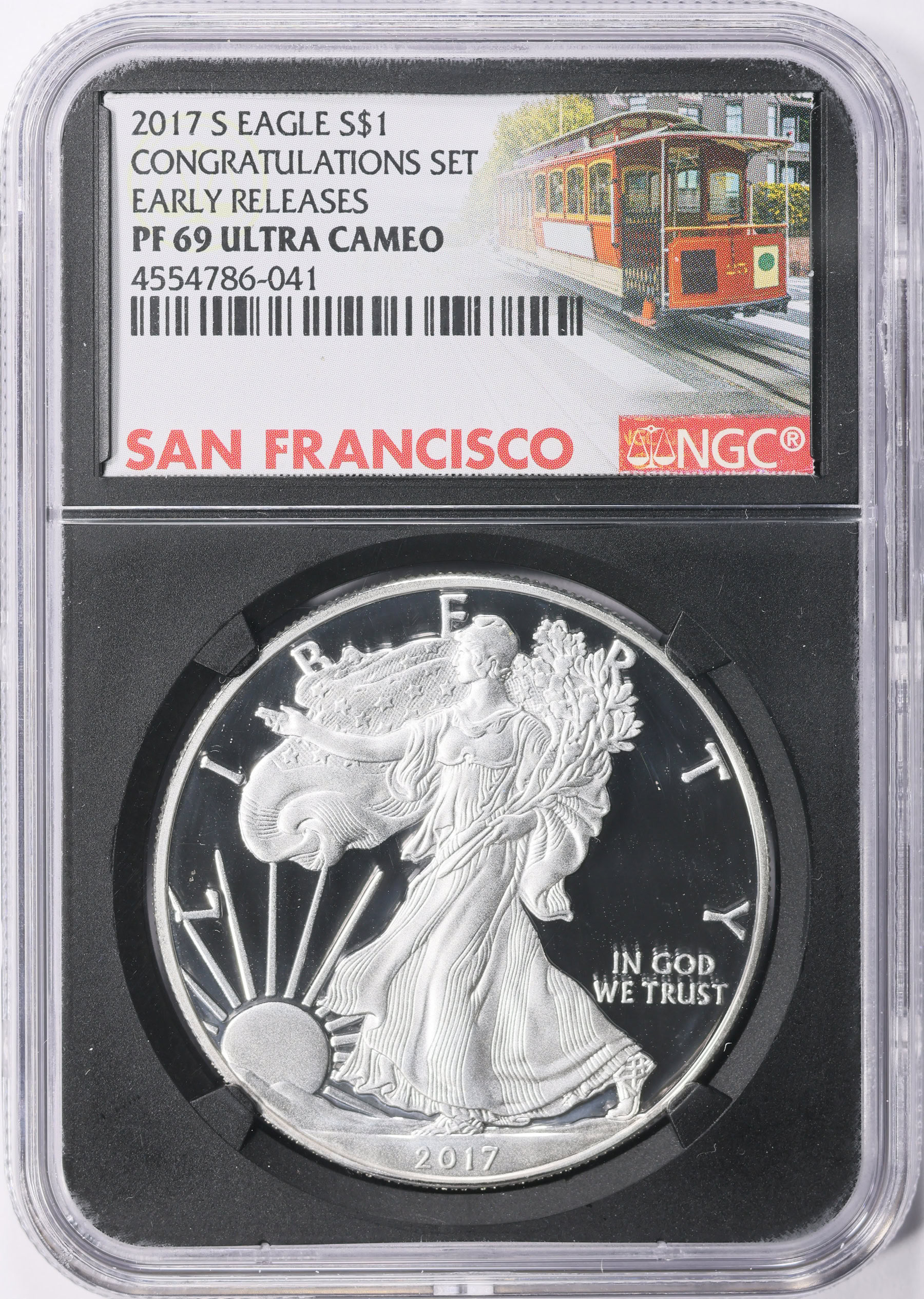 2017-S $1 Silver Eagle Early Releases (From the Congratulations Set) NGC Proof-69 UC (Trolley ...