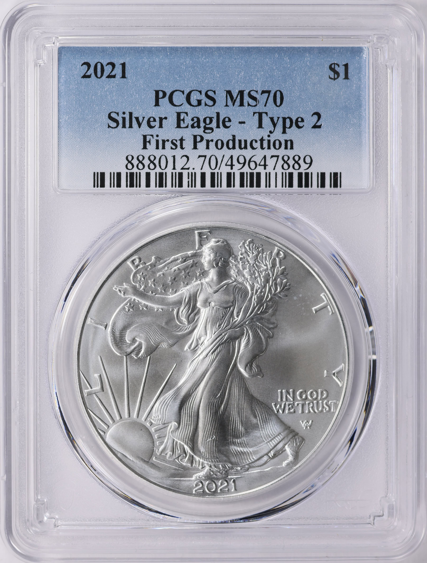 2021 $1 Silver Eagle Type 2 First Production PCGS MS-70 (Item 1822087) | GreatCollections Coin ...