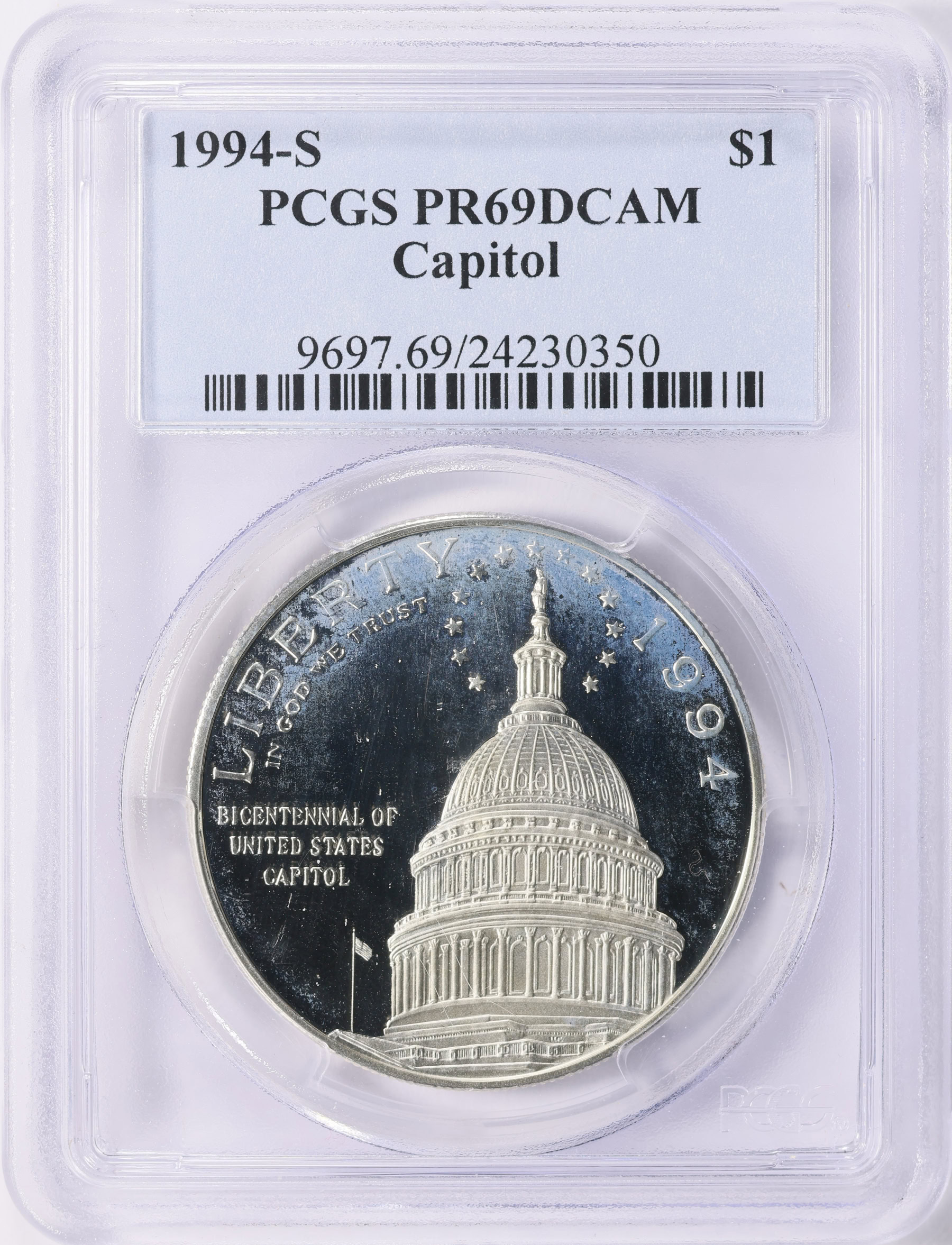 1994-S U.S. Capitol Bicentennial Silver Dollar PCGS Proof-69 DCAM (Item ...