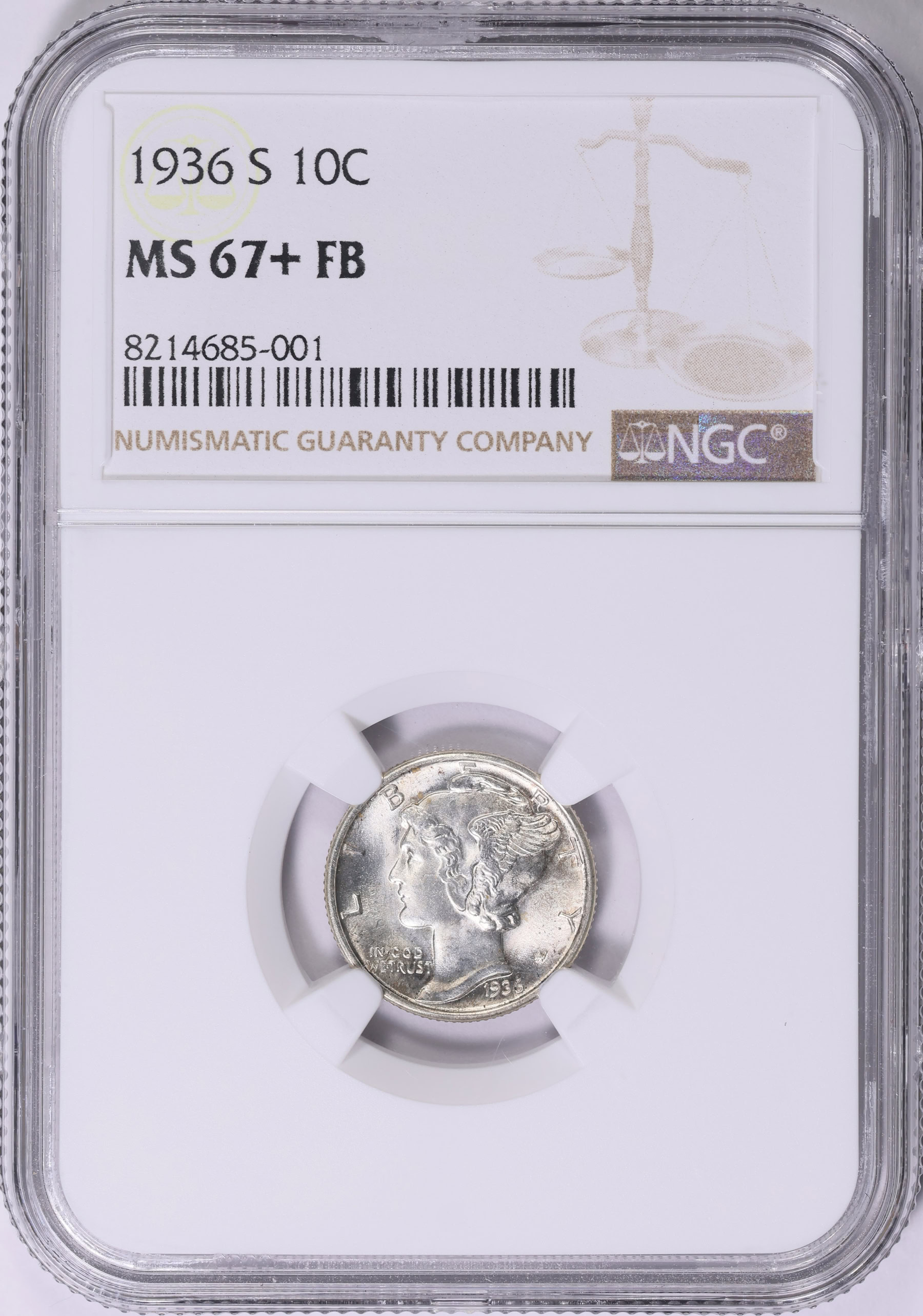 1936-S Mercury Dime NGC MS-67+ FB (Item 1822127) | GreatCollections Coin Auctions