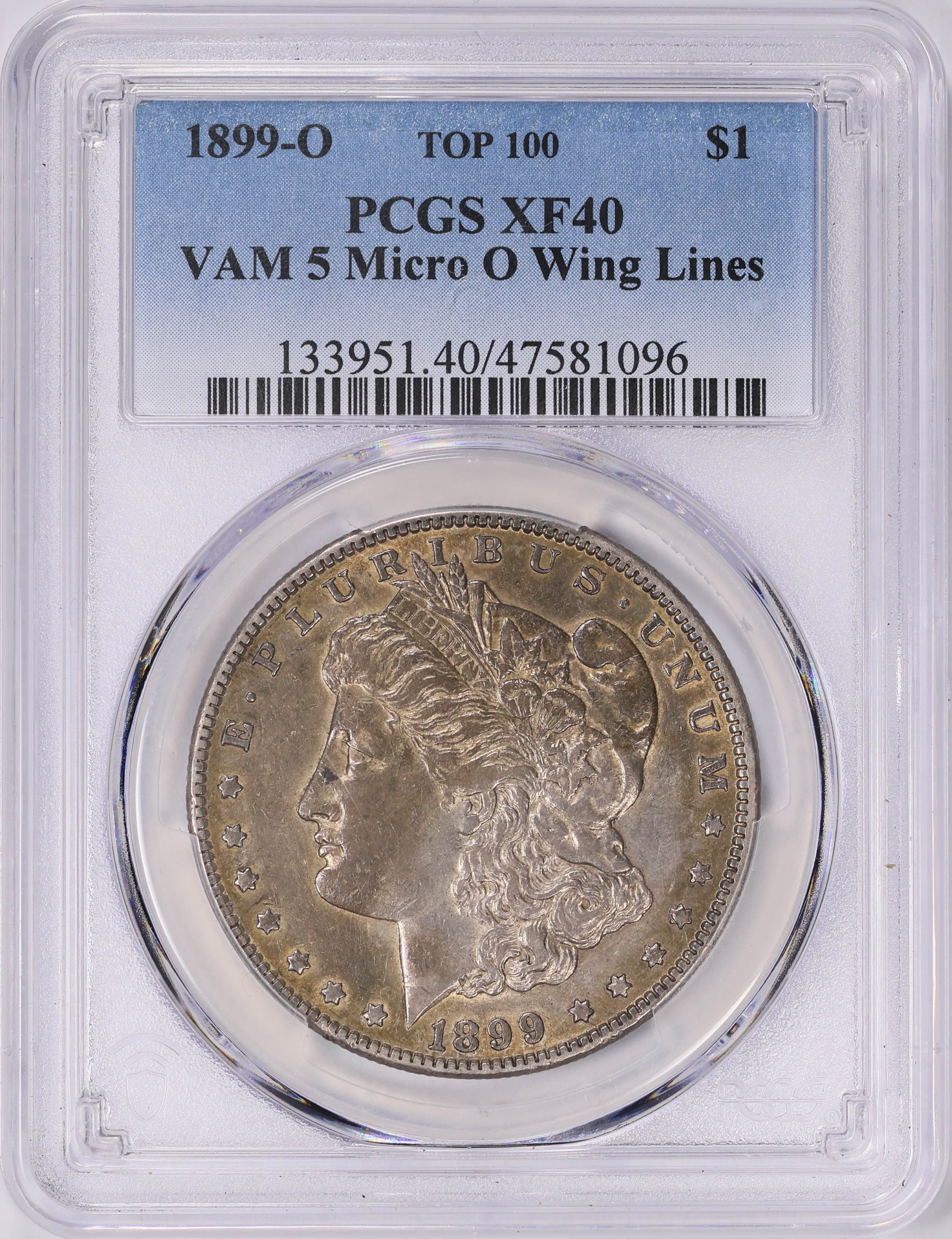 1899-O Morgan Silver Dollar Micro O Wing Lines VAM-5 Top 100 PCGS XF-40 ...
