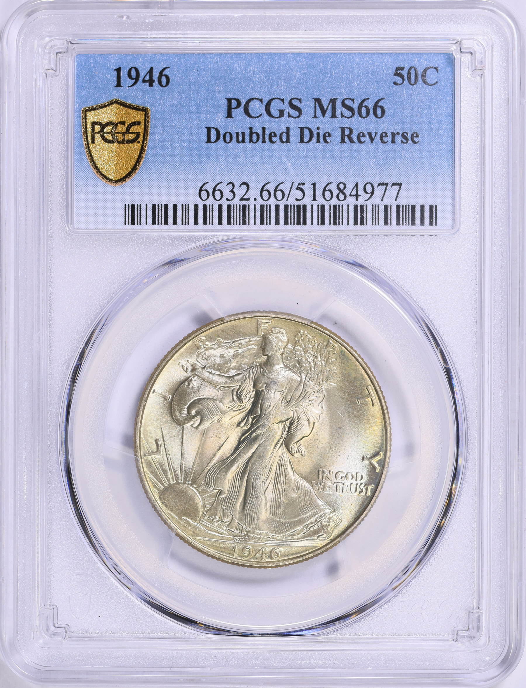 1946 Walking Liberty Half Dollar Doubled Die Reverse PCGS MS-66 (Toned) (Item 1822222 ...