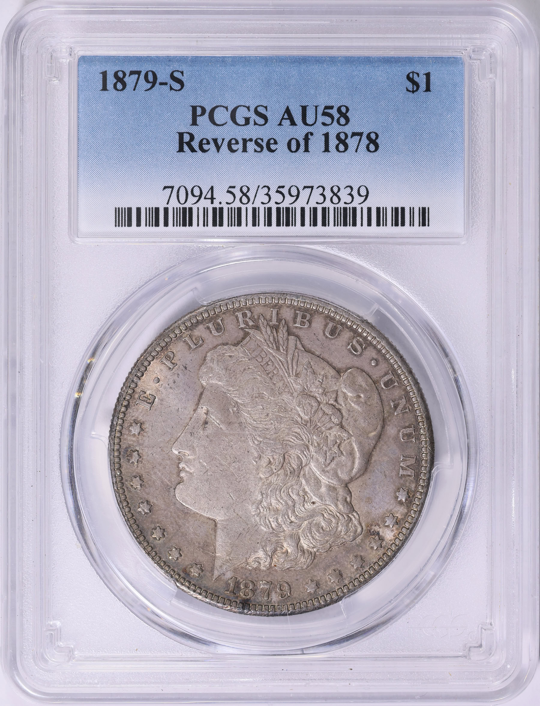 1879-S Morgan Silver Dollar Reverse of 1878 PCGS AU-58 (Toned) (Item 1822224) | GreatCollections ...