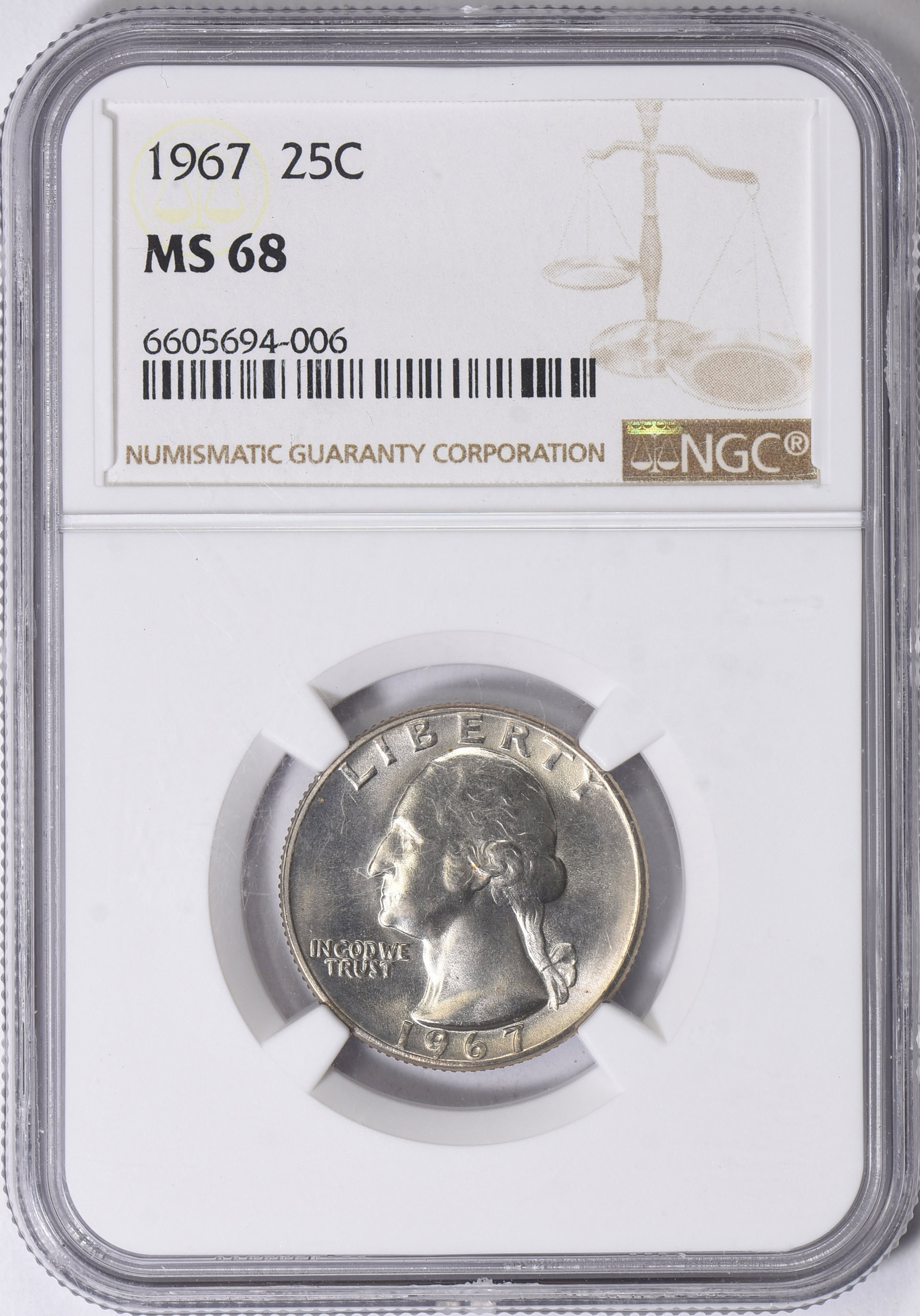 1967 Washington Quarter NGC MS-68 (Item 1822249) | GreatCollections ...