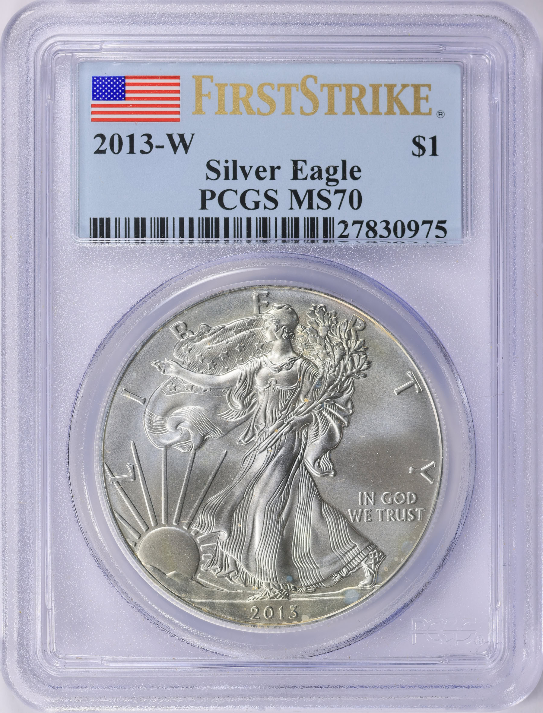2013-W $1 Silver Eagle Burnished First Strike PCGS MS-70 (Item 1822265) | GreatCollections Coin ...