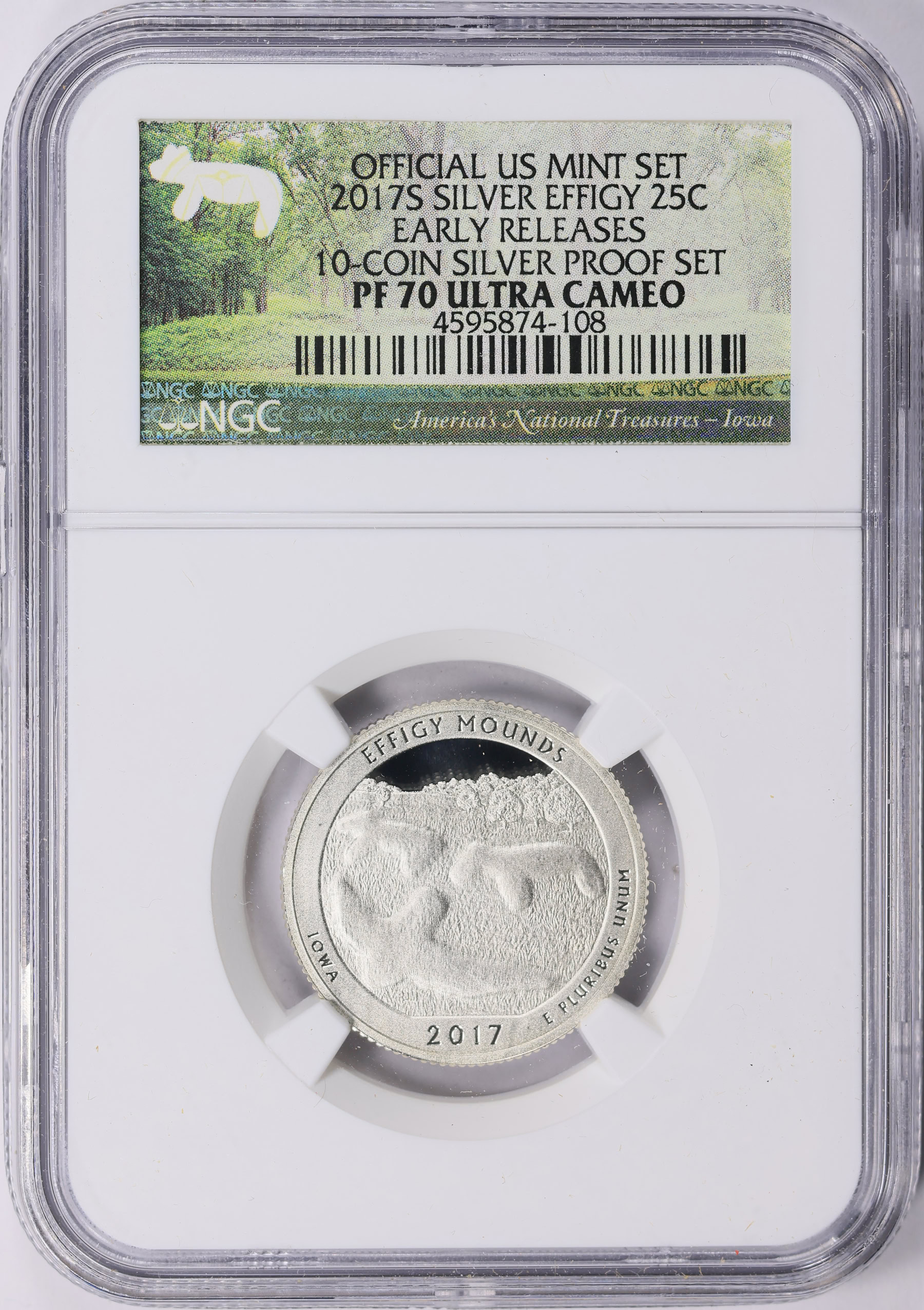 2017-S America the Beautiful Quarter Effigy Mounds NP Silver Early ...