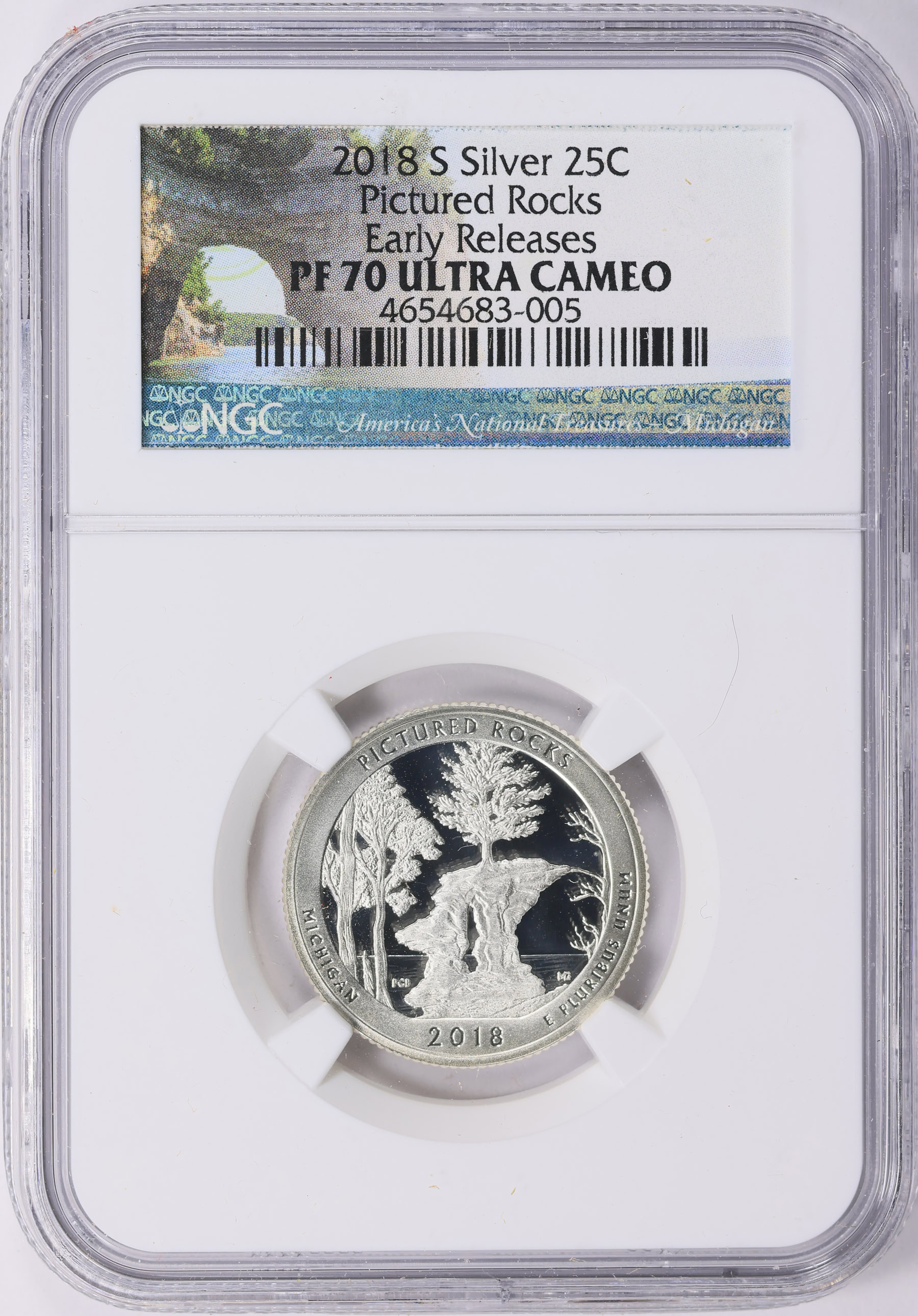 2018-S America the Beautiful Quarter Pictured Rocks NP Silver Early ...