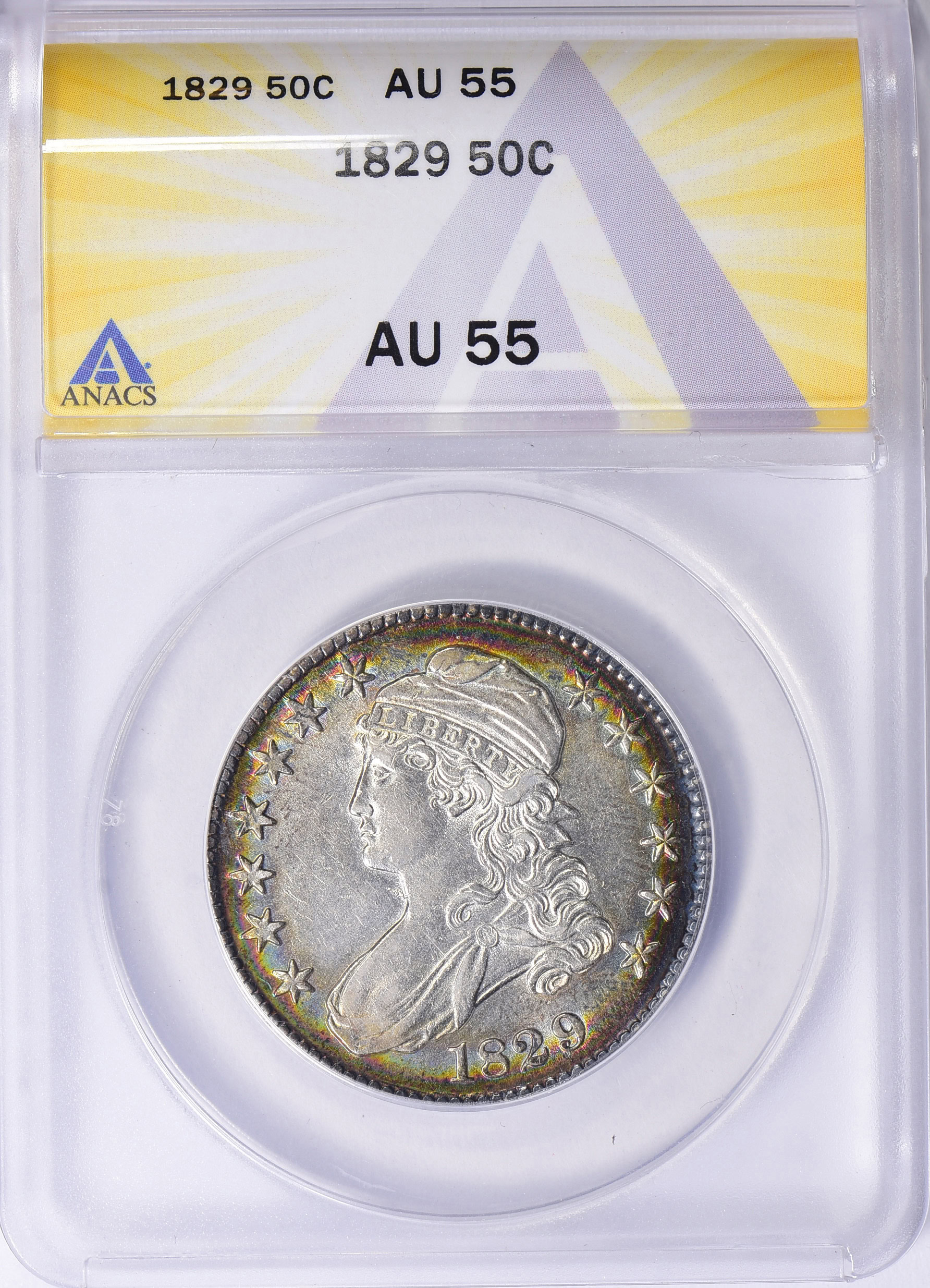 1829 Capped Bust Half Dollar ANACS AU-55 (Toned) (Item 1822318) | GreatCollections Coin Auctions