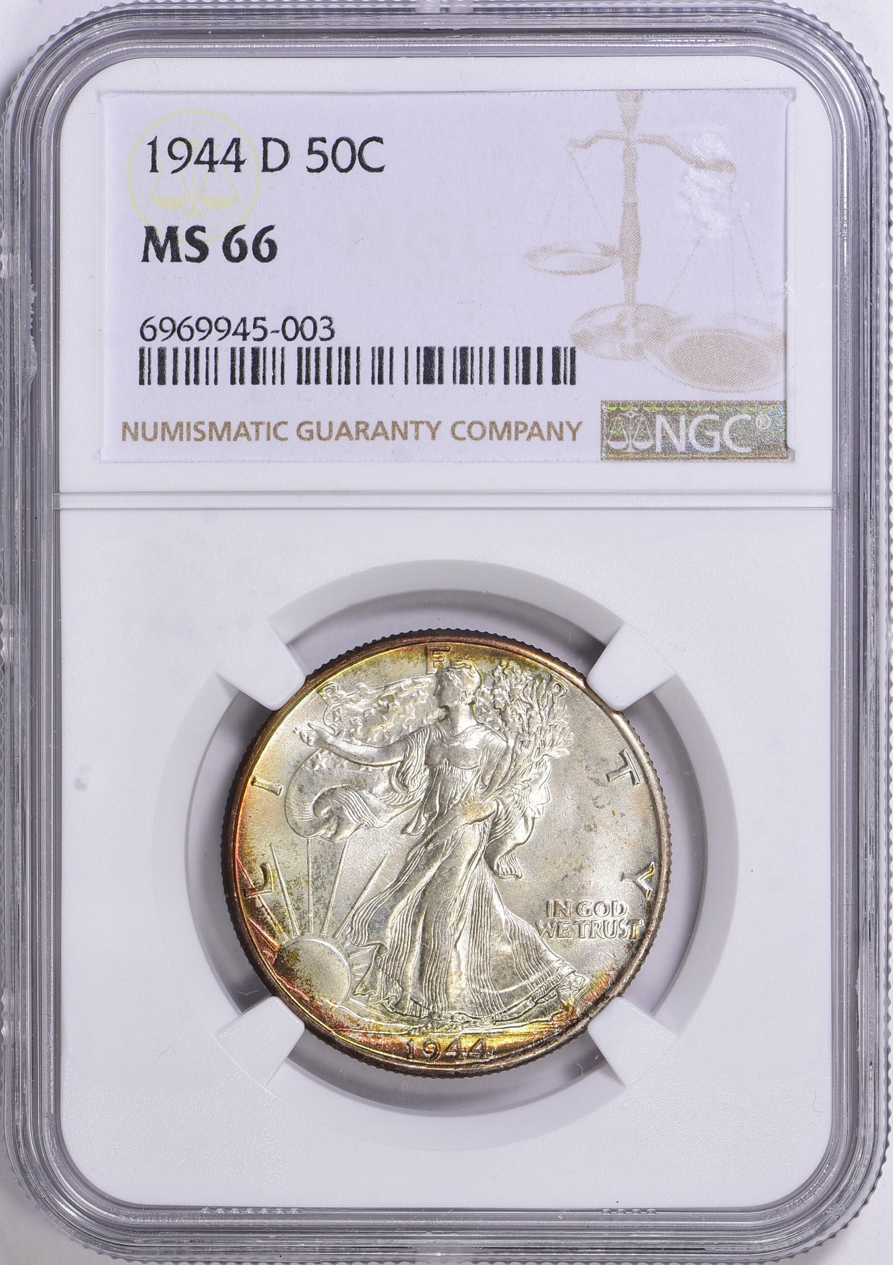 1944-D Walking Liberty Half Dollar NGC MS-66 (Toned) (Item 1822329) | GreatCollections Coin Auctions