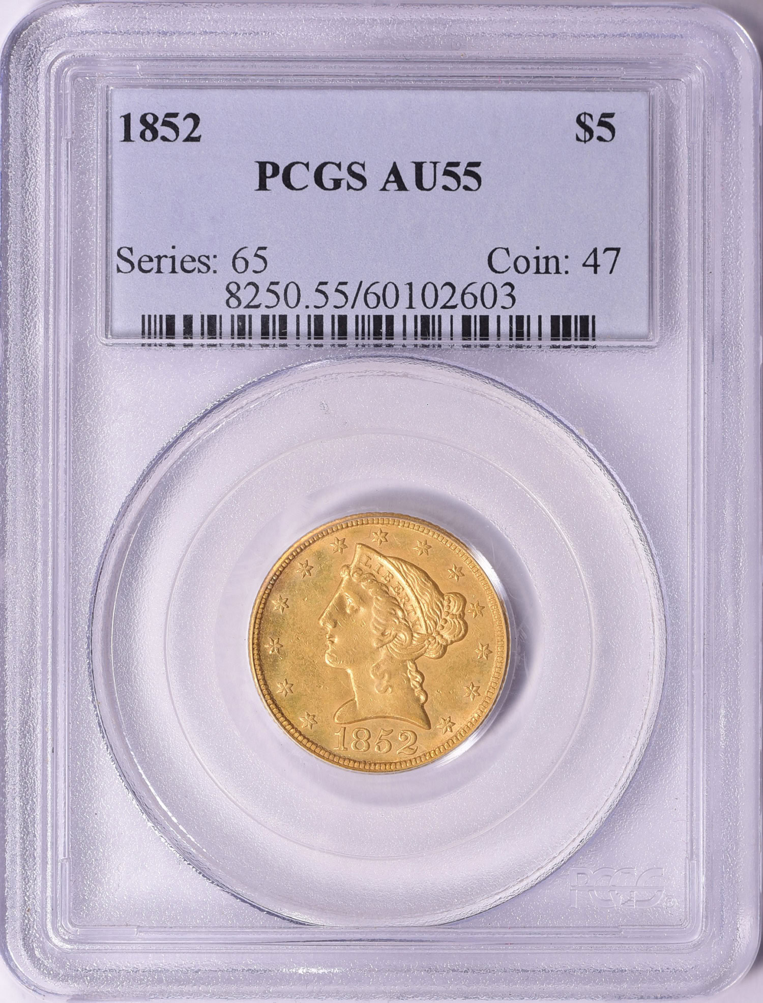 1852 Liberty Gold Half Eagle PCGS AU-55 (Item 1822351) | GreatCollections Coin Auctions