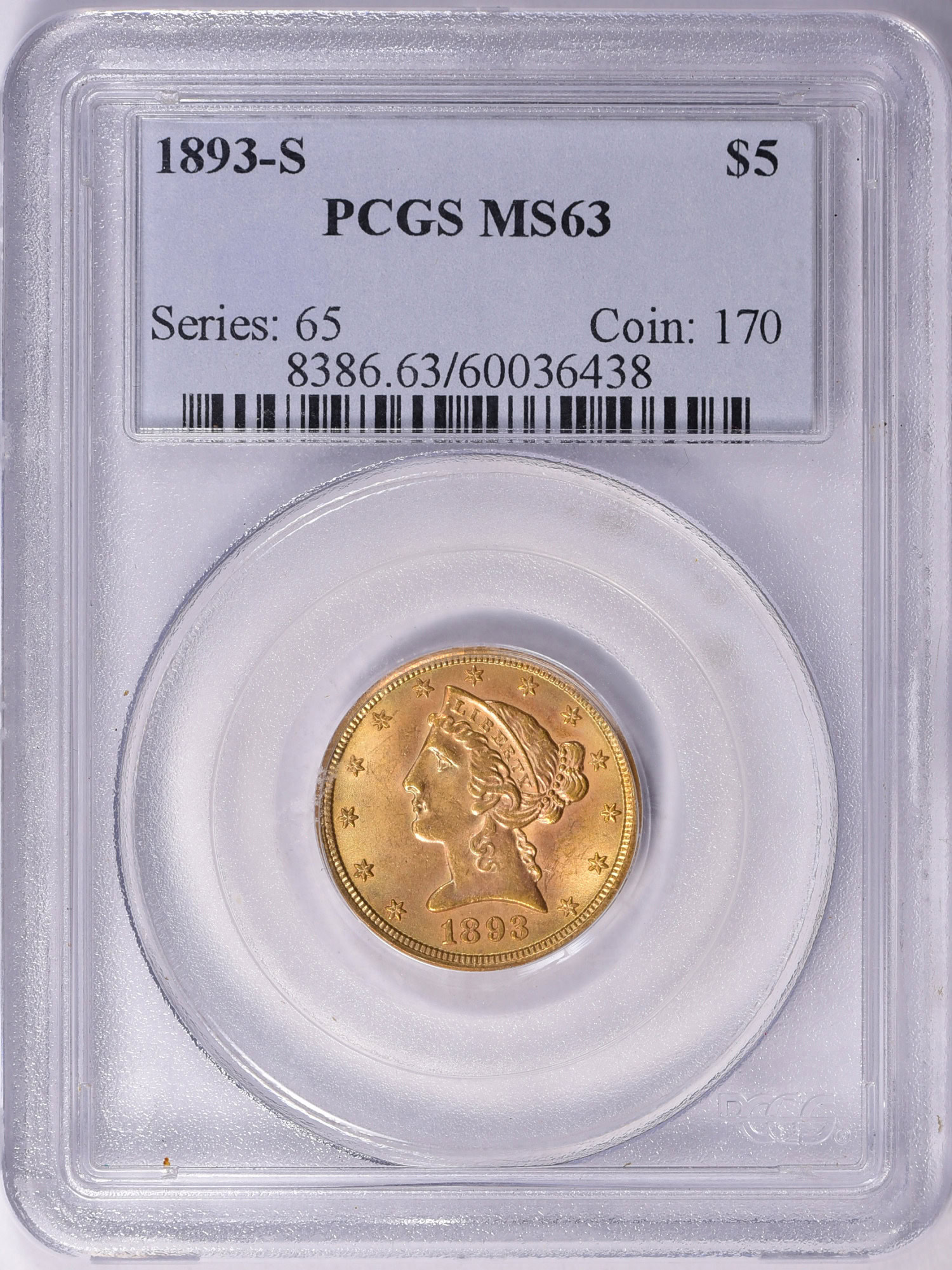 1893-S Liberty Gold Half Eagle PCGS MS-63 (Item 1822353) | GreatCollections Coin Auctions