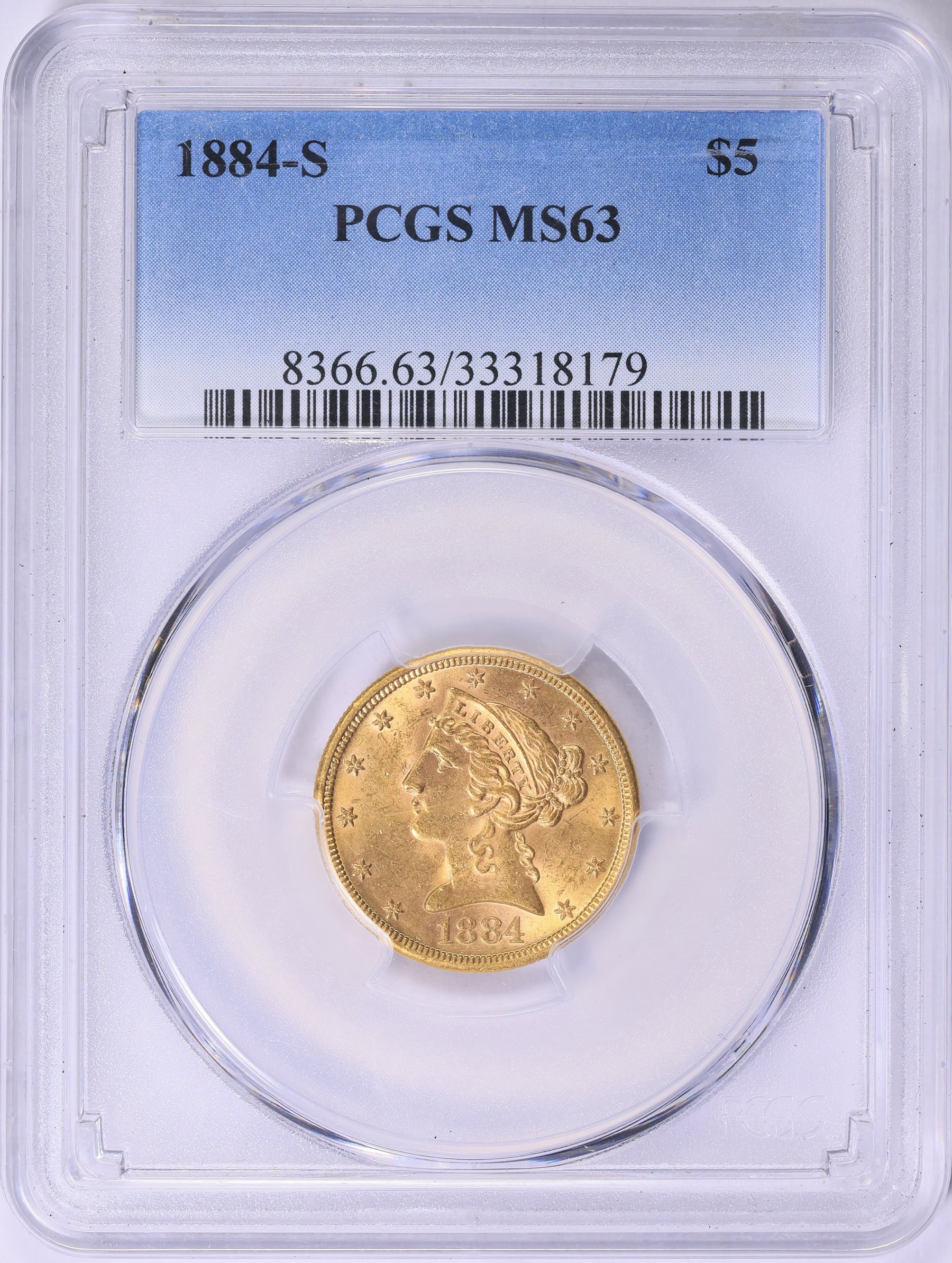 1884-S Liberty Gold Half Eagle PCGS MS-63 (Item 1822356) | GreatCollections Coin Auctions