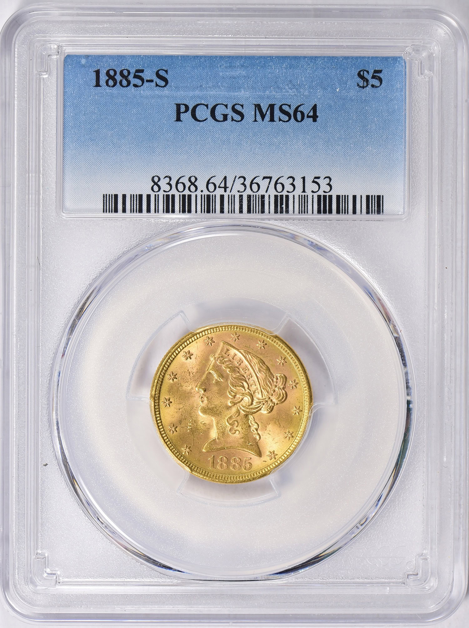 1885-S Liberty Gold Half Eagle PCGS MS-64 (Item 1822358) | GreatCollections Coin Auctions