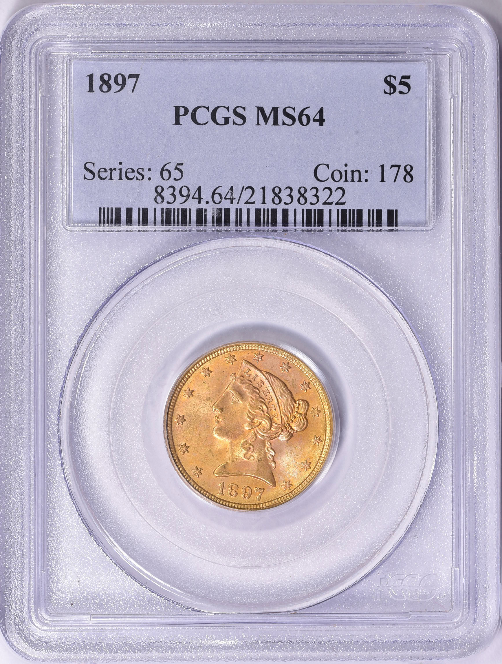 1897 Liberty Gold Half Eagle PCGS MS-64 (Item 1822359) | GreatCollections Coin Auctions