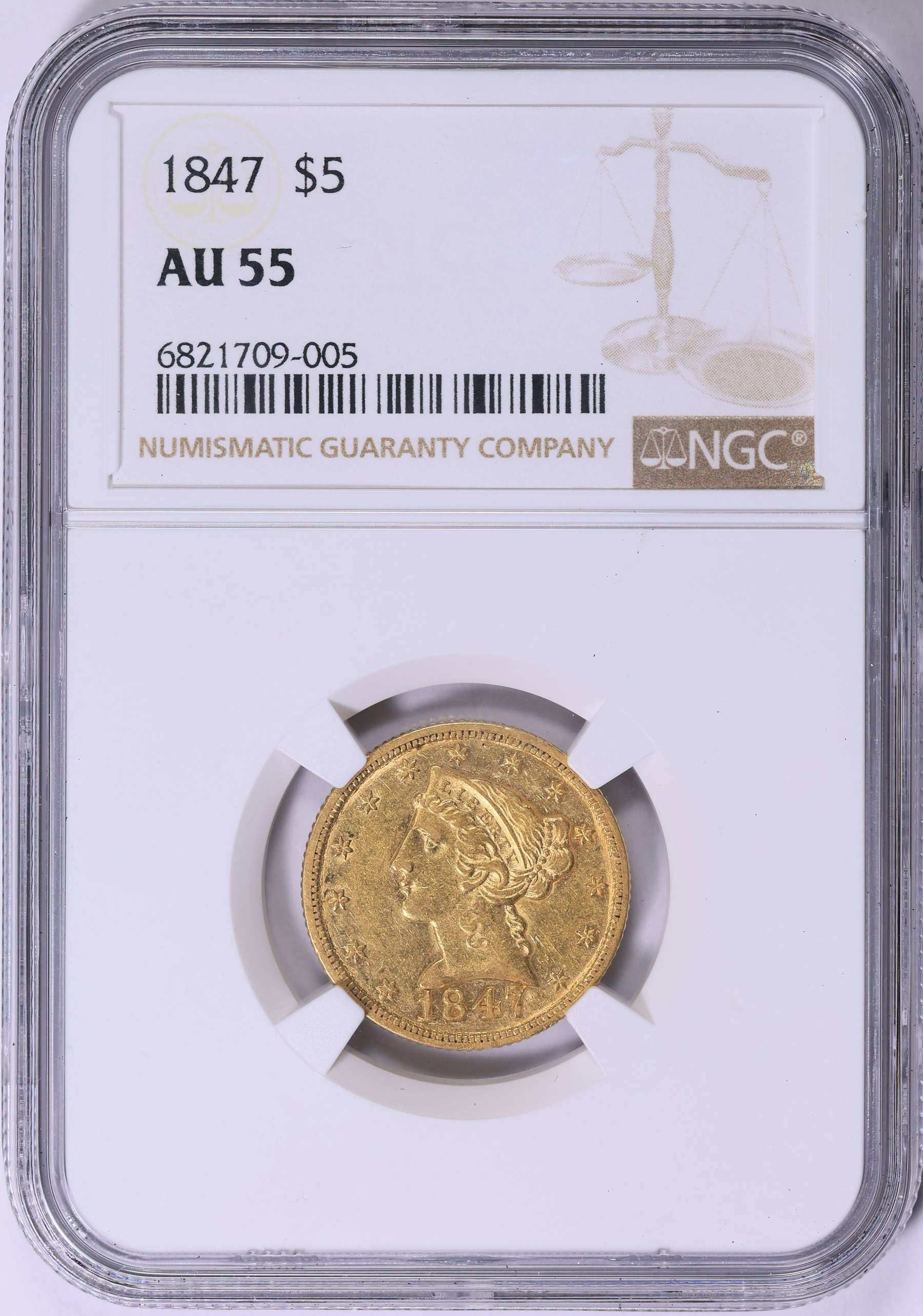 1847 Liberty Gold Half Eagle NGC AU-55 (Item 1822385 ...