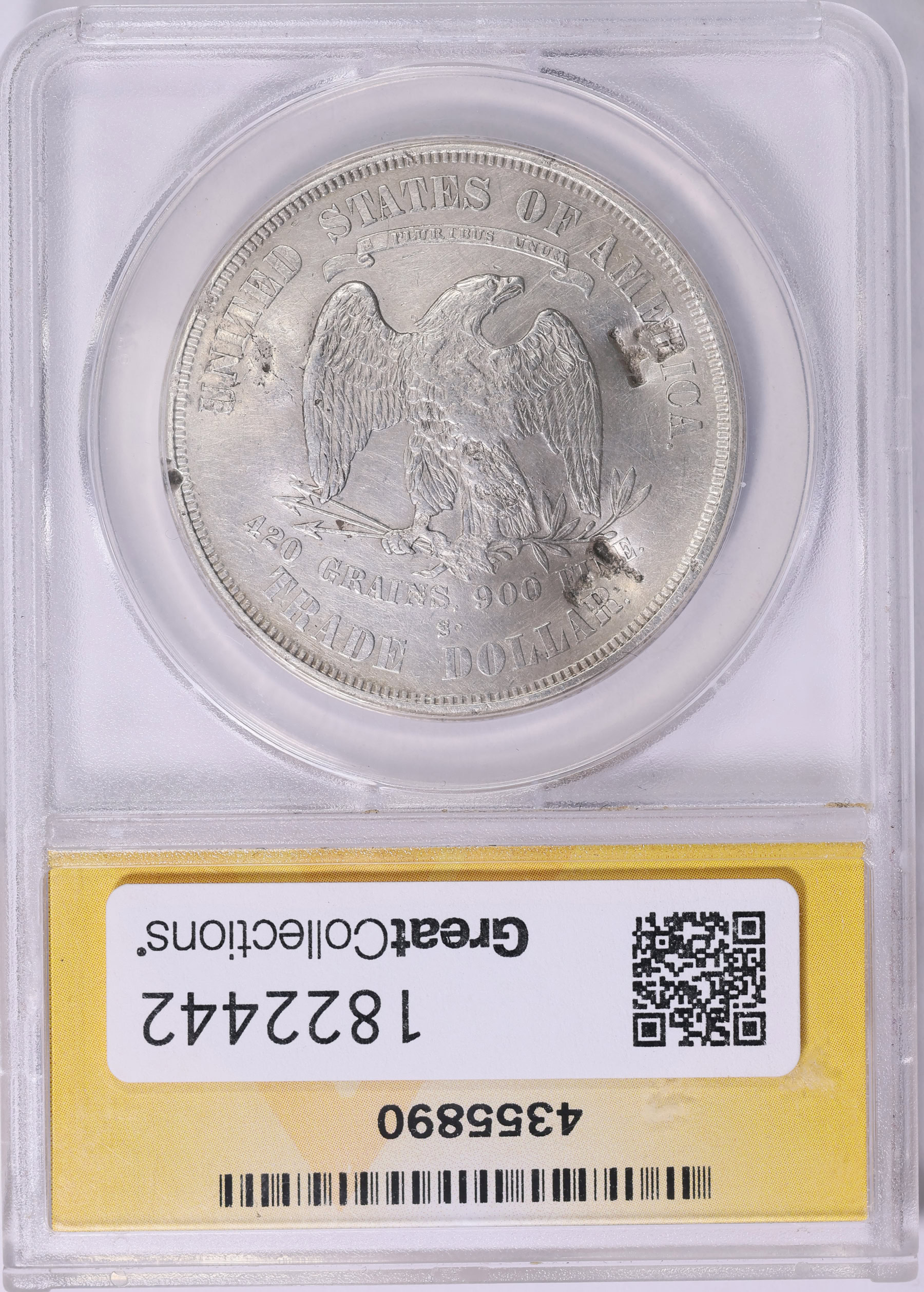 1876-S Trade Silver Dollar Chop Mark ANACS AU-55 Details (Item 1822442) | GreatCollections Coin ...