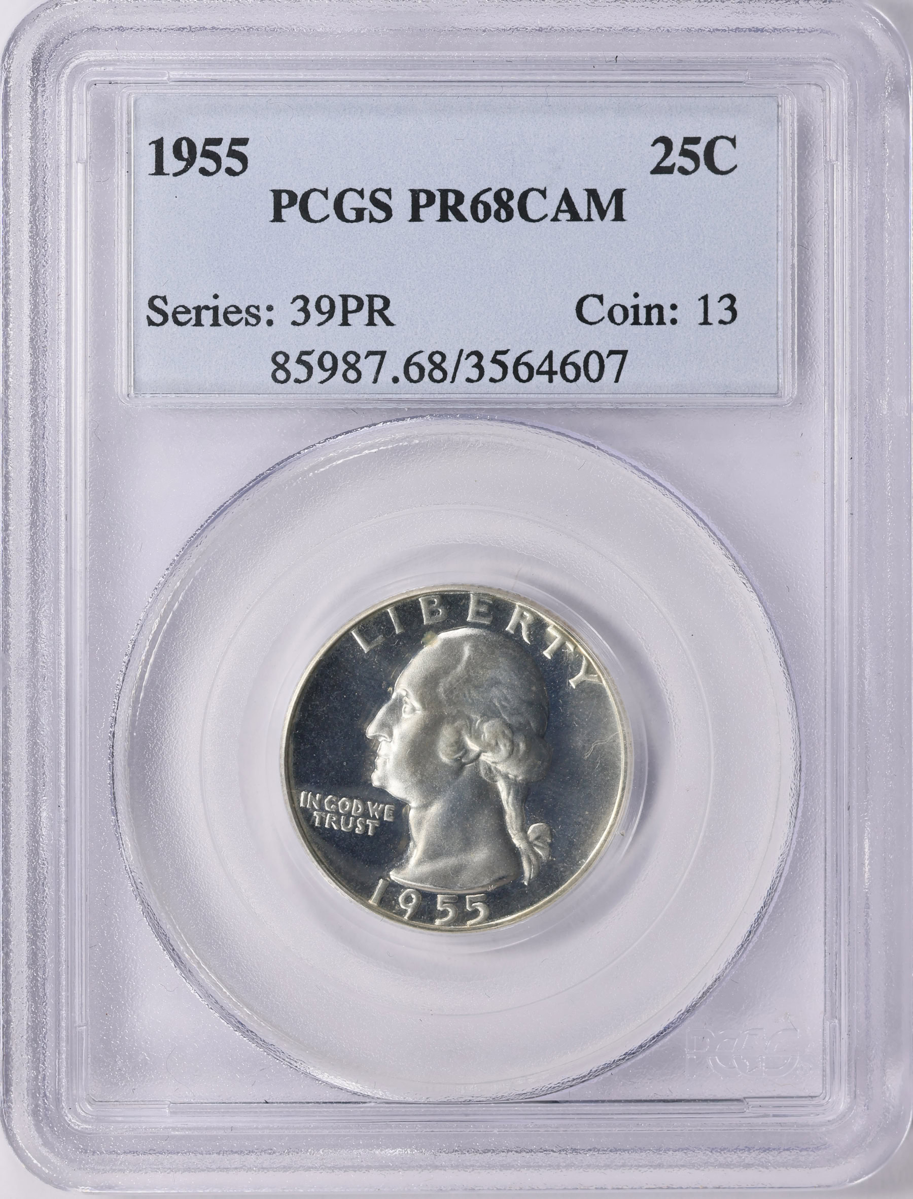 1955 Washington Quarter PCGS Proof-68 CAMEO (Item 1822444) | GreatCollections Coin Auctions