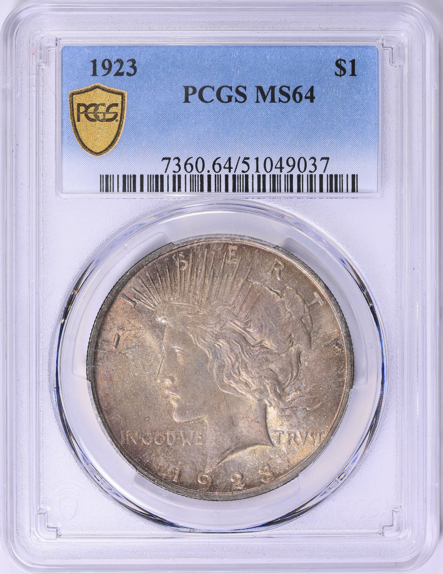 1923 Peace Silver Dollar PCGS MS-64 (Toned) (Item 1822449) | GreatCollections Coin Auctions