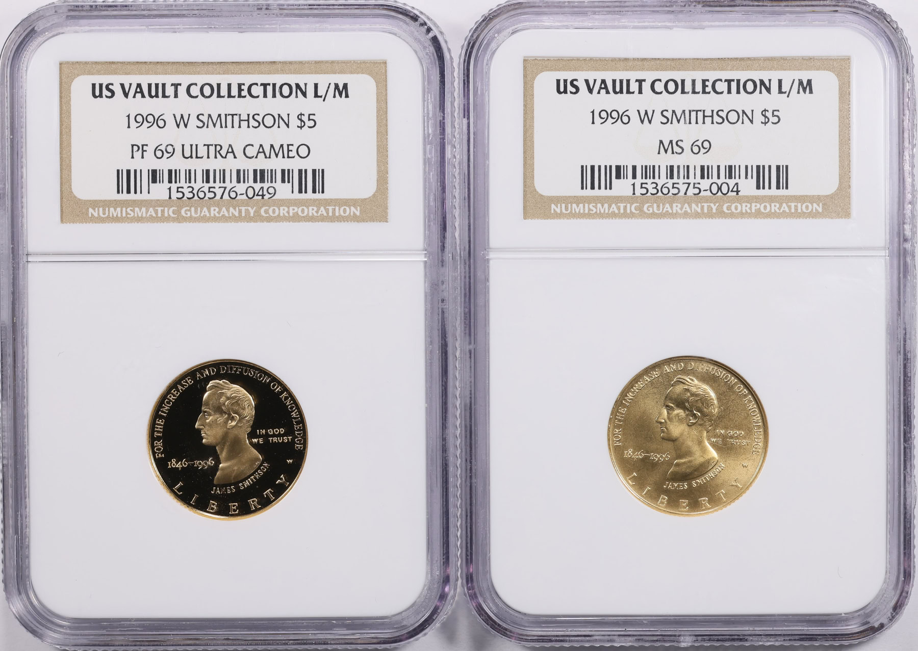 1996-W Smithsonian Institution 150th Anniversary Gold $5 NGC Proof-69 ...