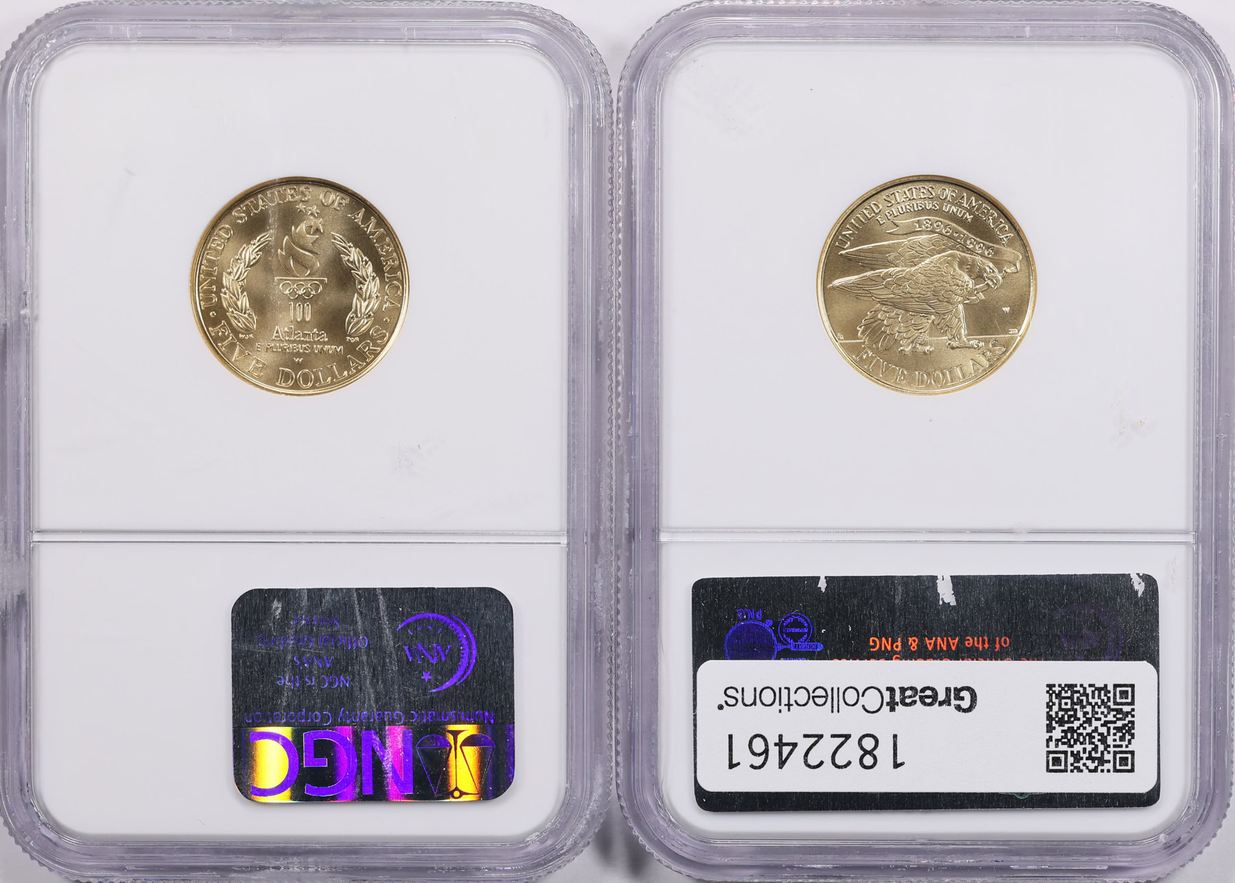 1996-W XXVI Olympiad Flag Bearer Gold $5 and Torch Unner Gold $5 NGC MS ...