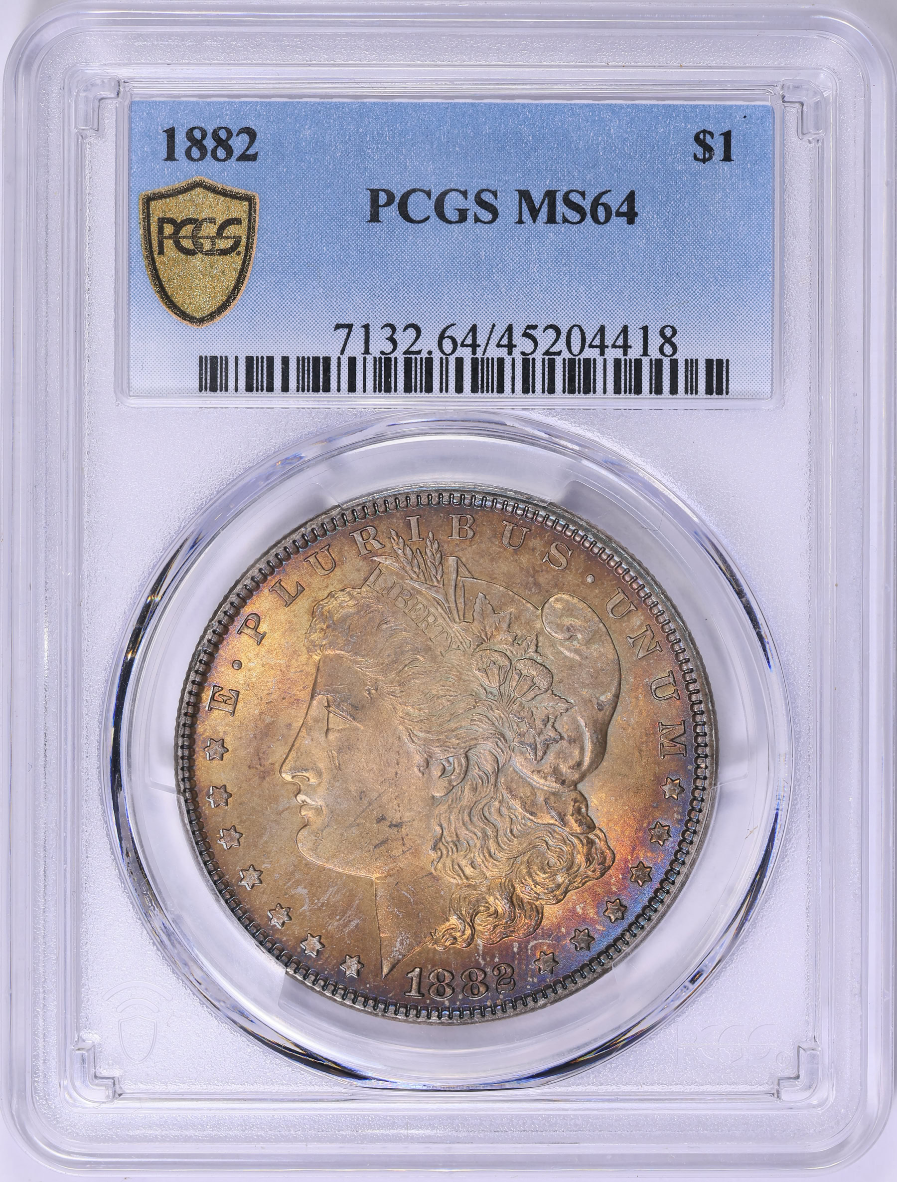 1882 Morgan Silver Dollar PCGS MS-64 (Toned) (Item 1822508) | GreatCollections Coin Auctions