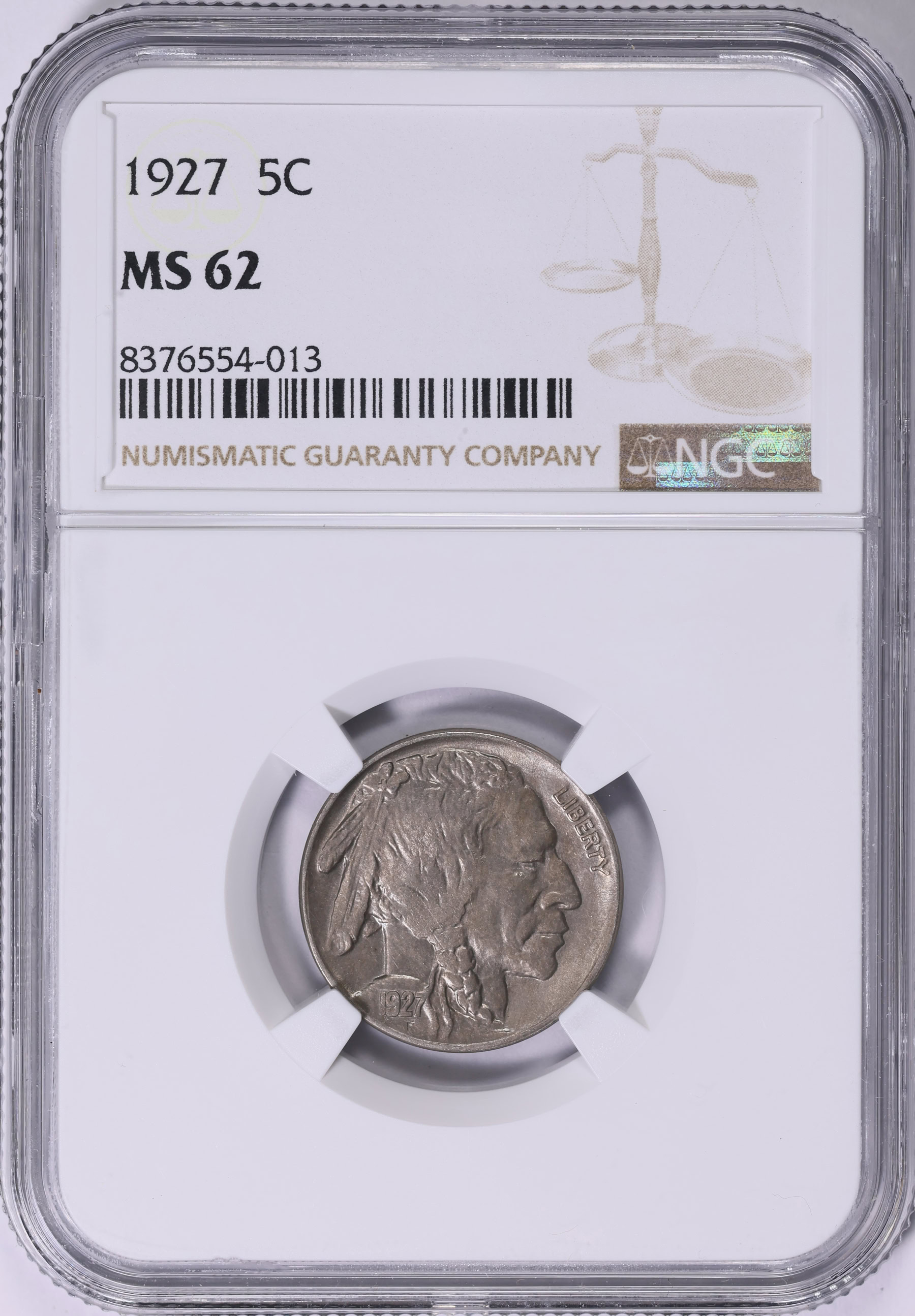 1927 Buffalo Nickel NGC MS-62 (Item 1822521) | GreatCollections Coin ...
