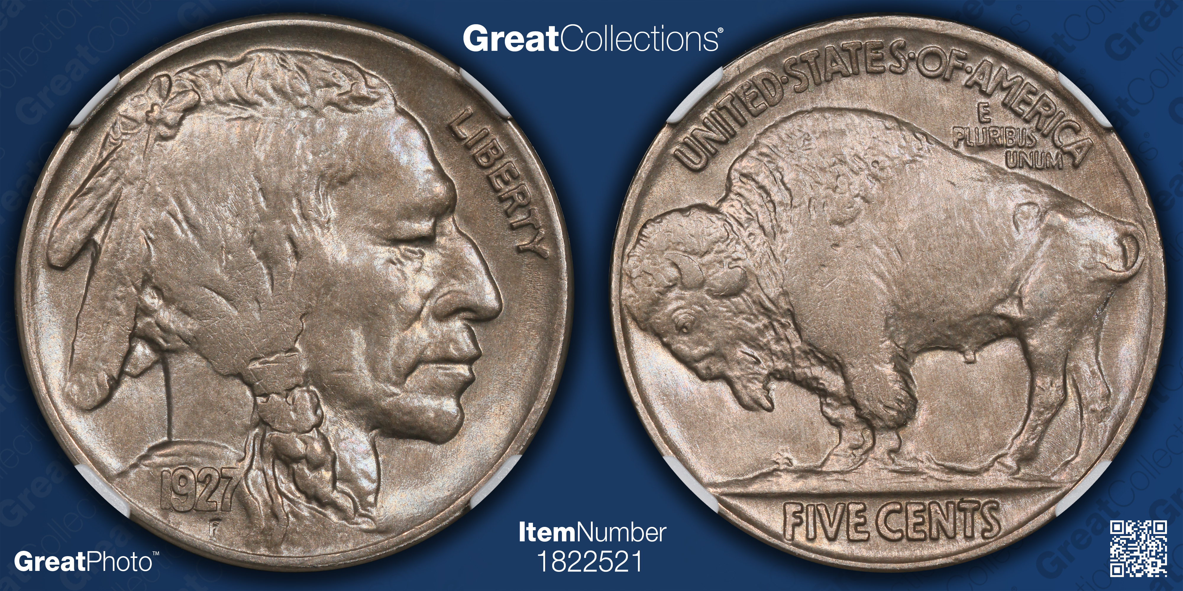 1927 Buffalo Nickel NGC MS-62 (Item 1822521) | GreatCollections Coin ...