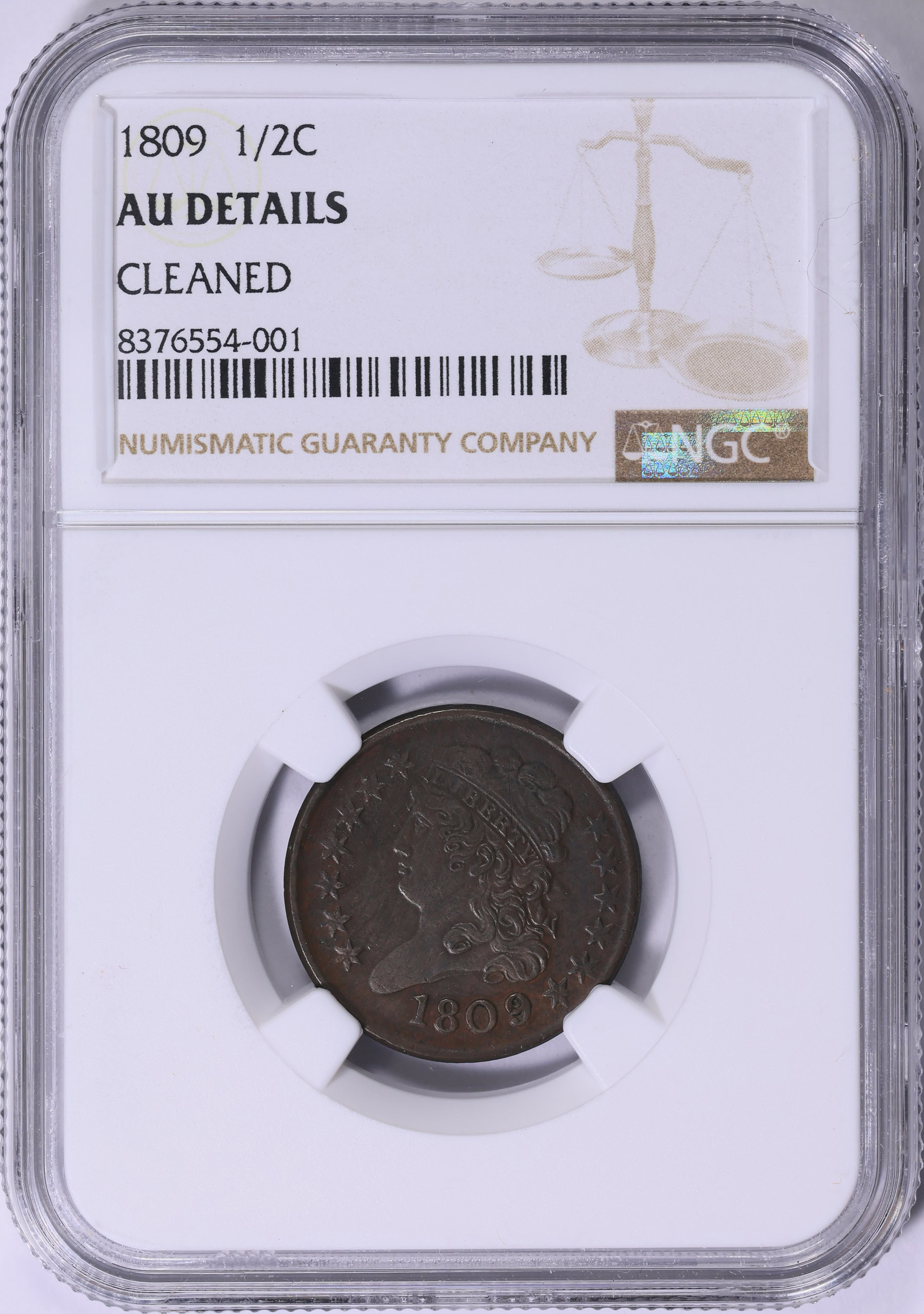 1809 Classic Half Cent NGC AU Details (Item 1822526) | GreatCollections Coin Auctions