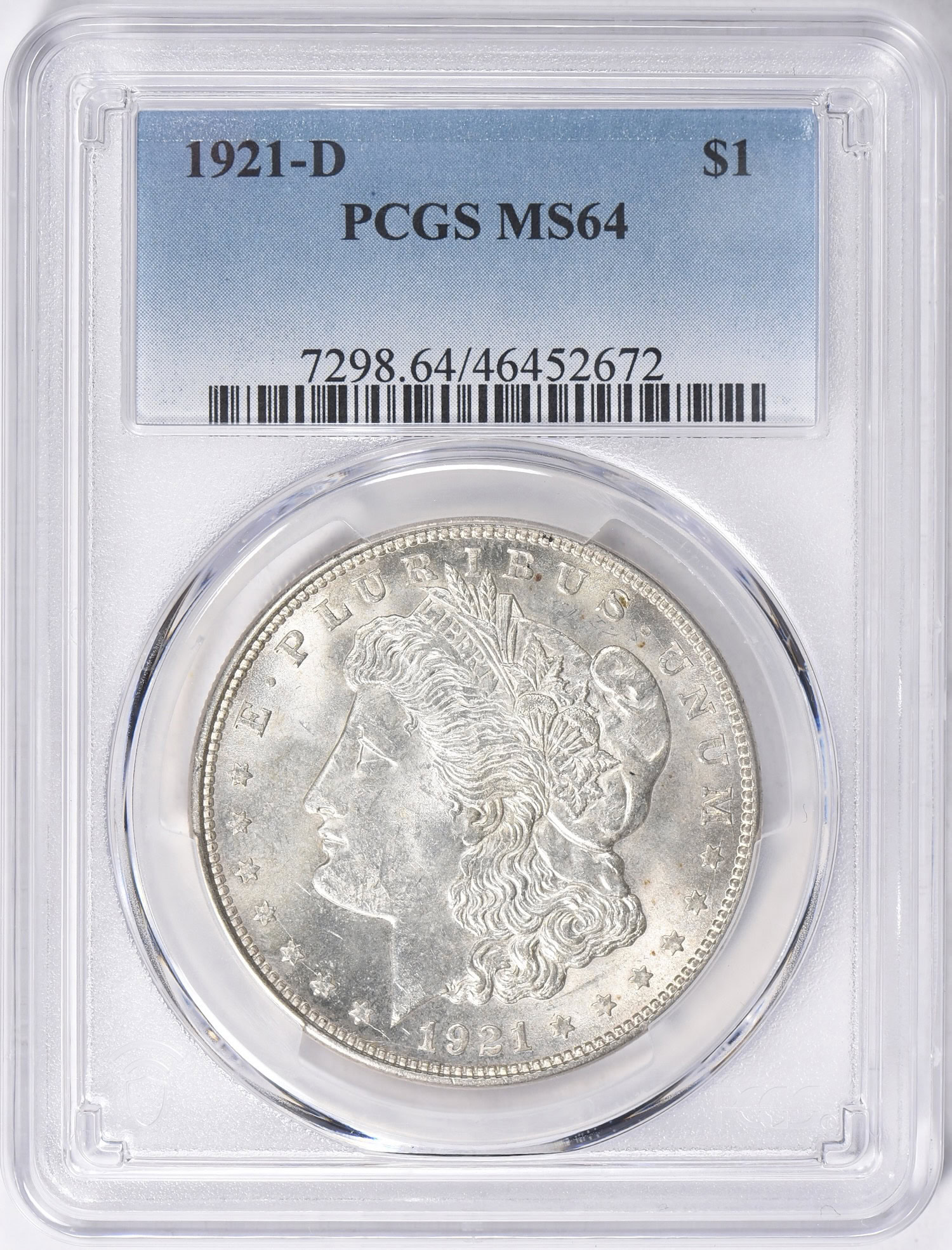 1921-D Morgan Silver Dollar PCGS MS-64 (Item 1822560) | GreatCollections Coin Auctions