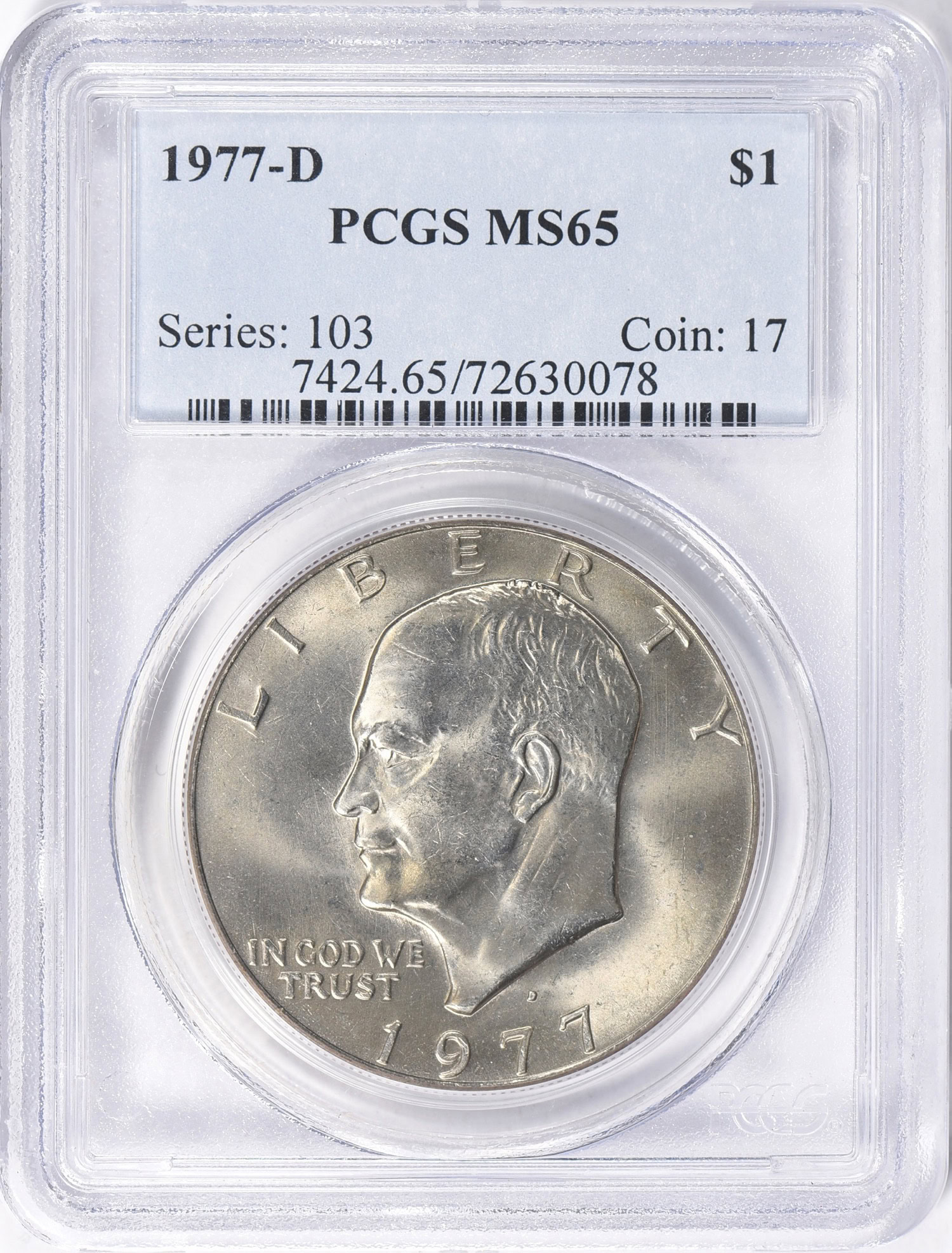 1977-D Eisenhower Dollar PCGS MS-65 (Item 1822572) | GreatCollections ...