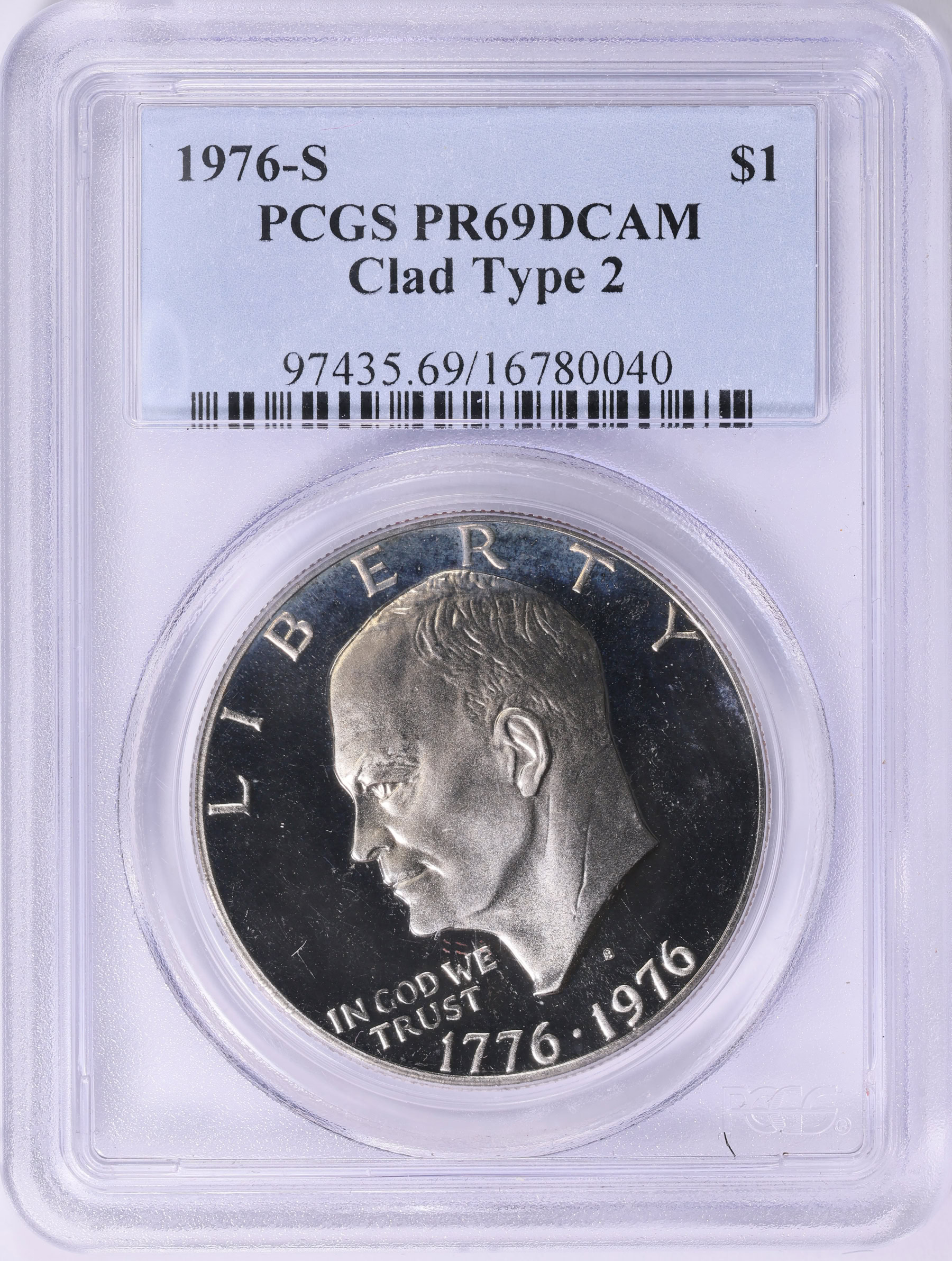 1976-S Eisenhower Dollar Clad Type 2 PCGS Proof-69 DCAM (Item 1822621) | GreatCollections Coin ...