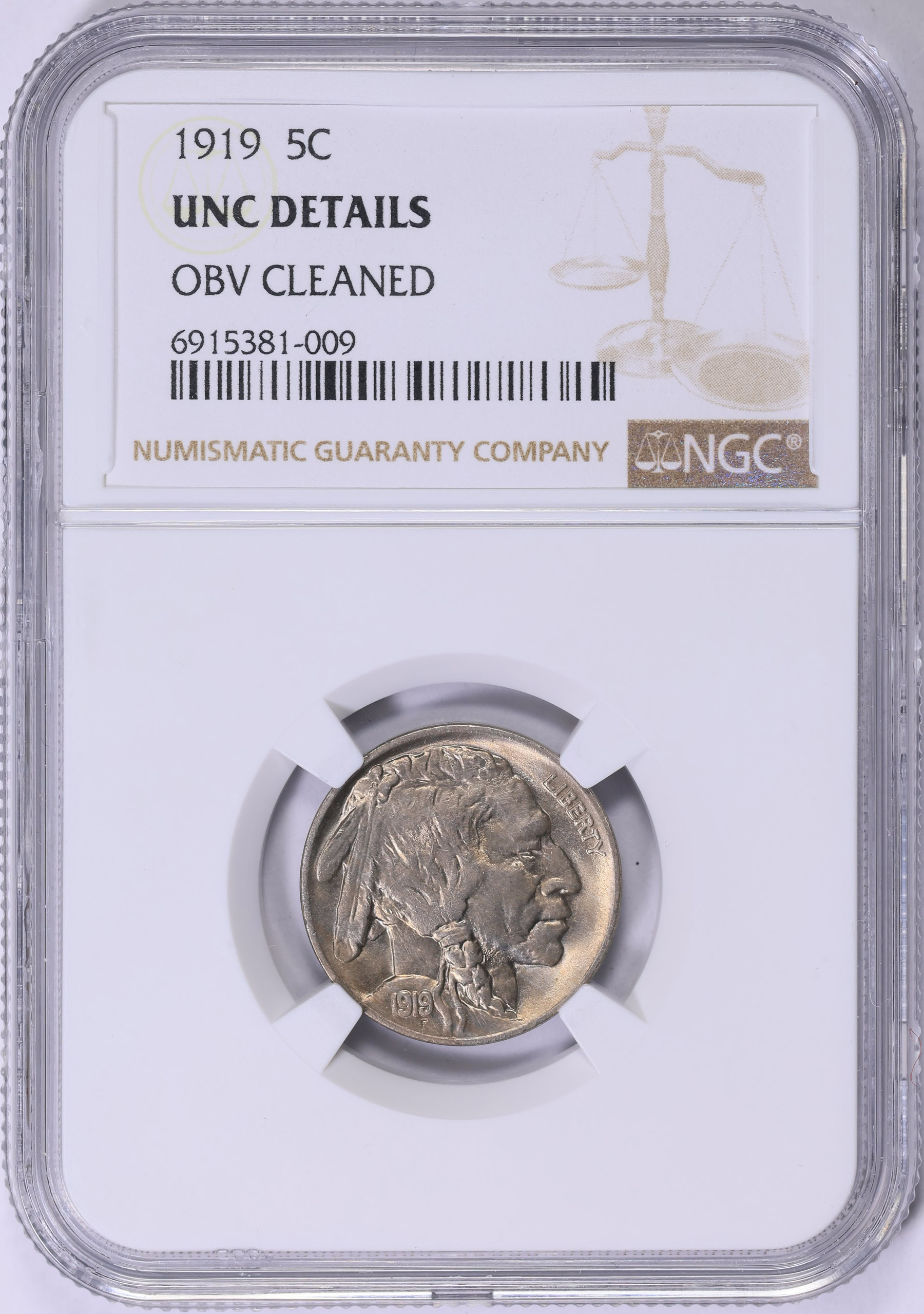 1919 Buffalo Nickel NGC Unc Details (Item 1822743) | GreatCollections Coin Auctions