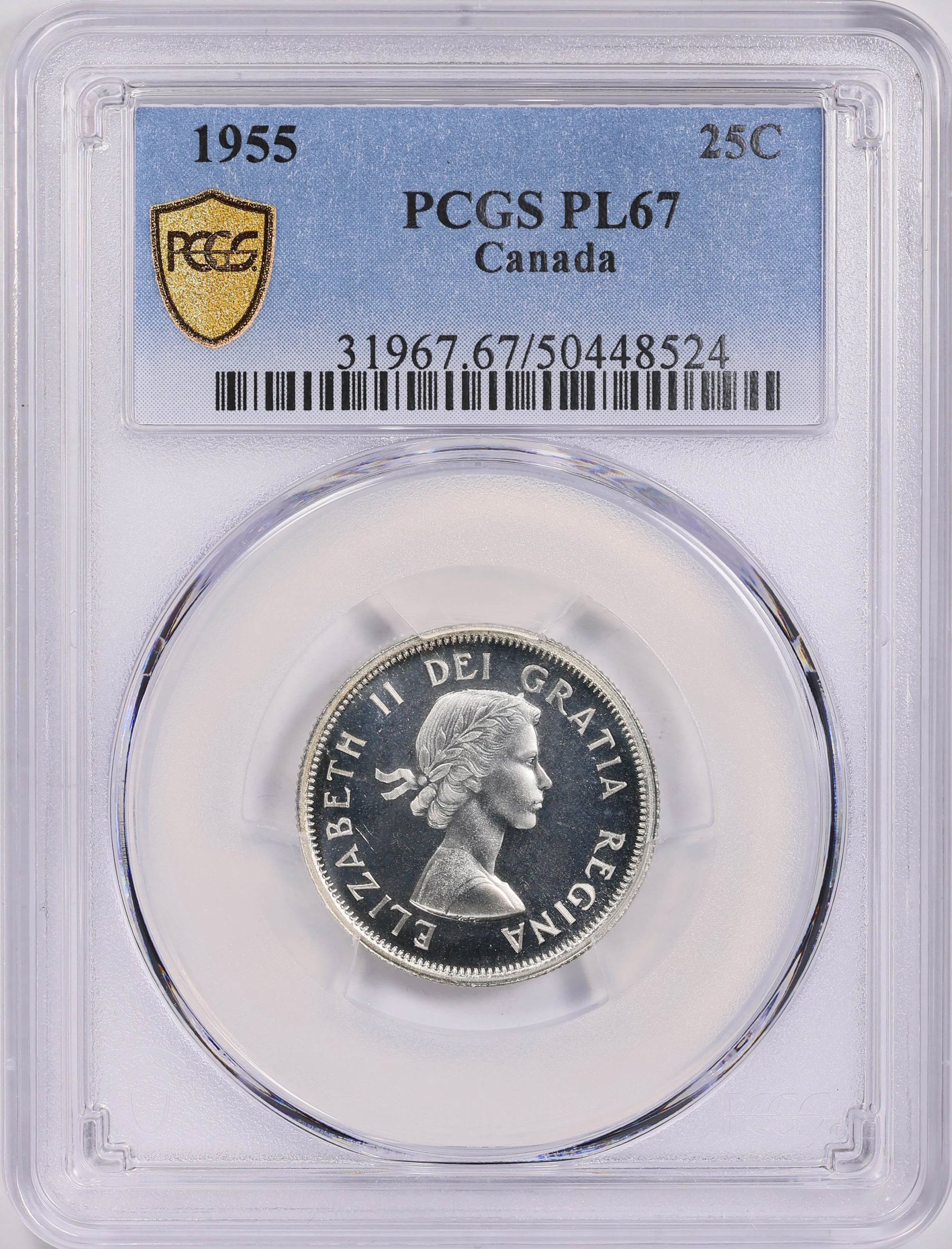 Canada 1955 Silver 25 Cents KM-52 PCGS PL-67 (Item 1822768 ...