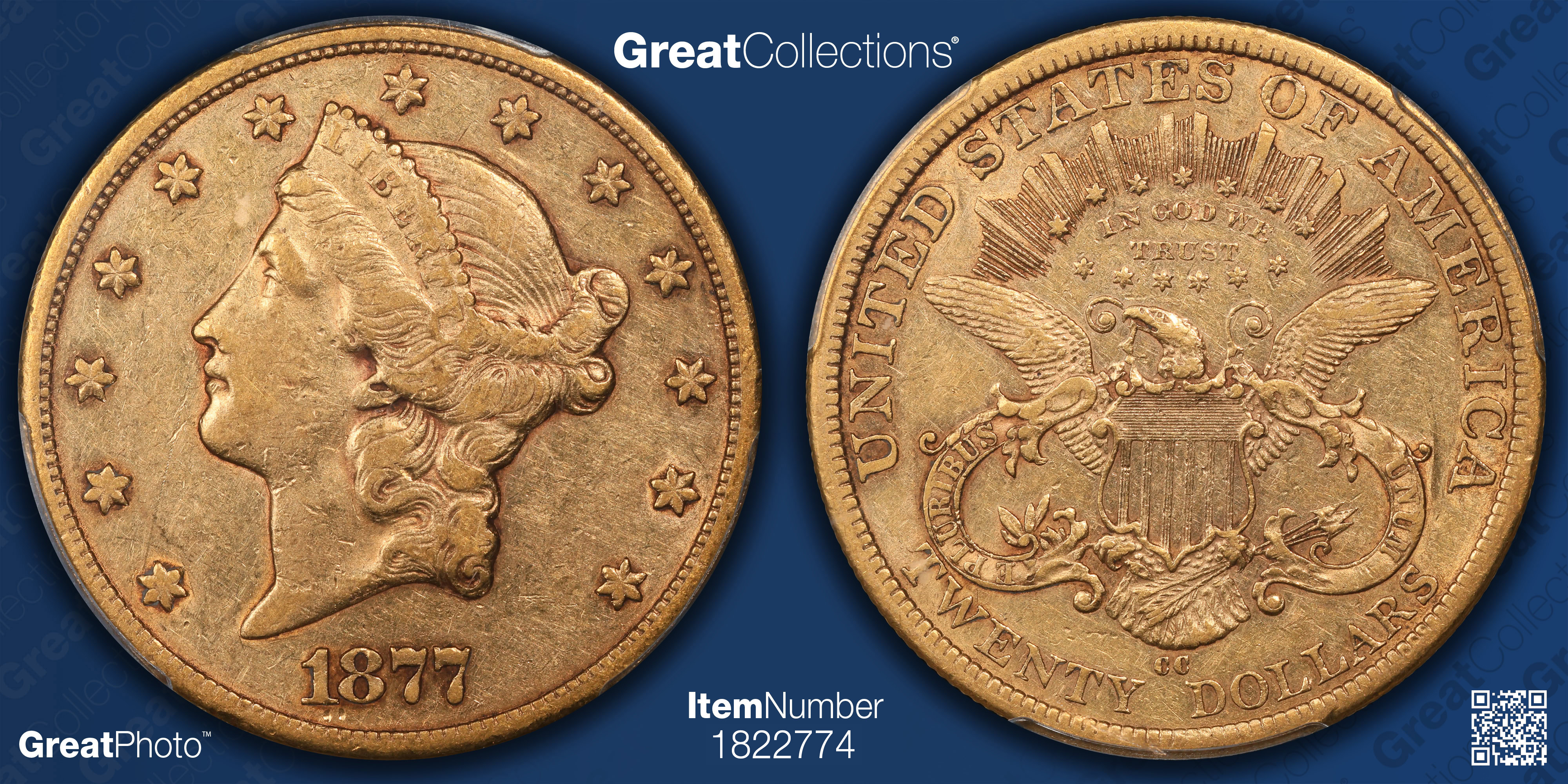 1877-CC Liberty Gold Double Eagle PCGS XF-45 (Item 1822774 ...