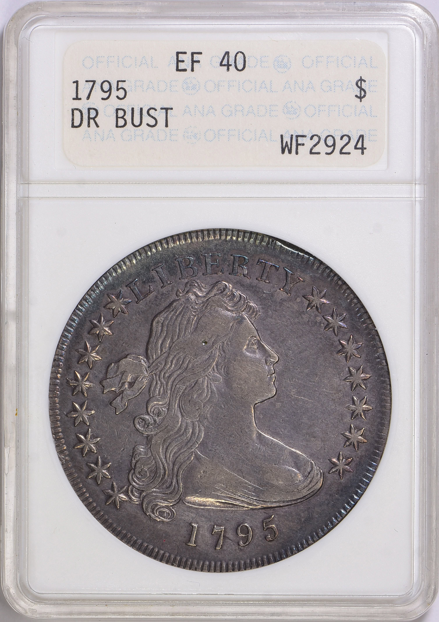 1795 Draped Bust Silver Dollar ANACS XF-40 OH (Toned) | ANACS Cert #WF2924 | GreatCollections ...